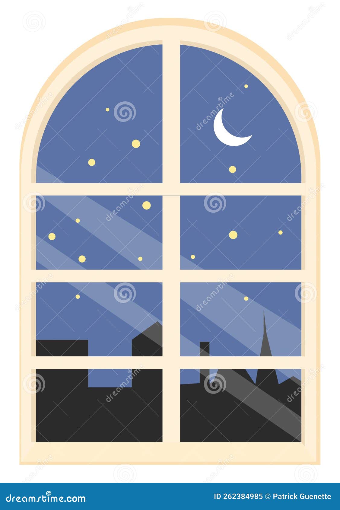 Window at night, icon stock vector. Illustration of design - 262384985