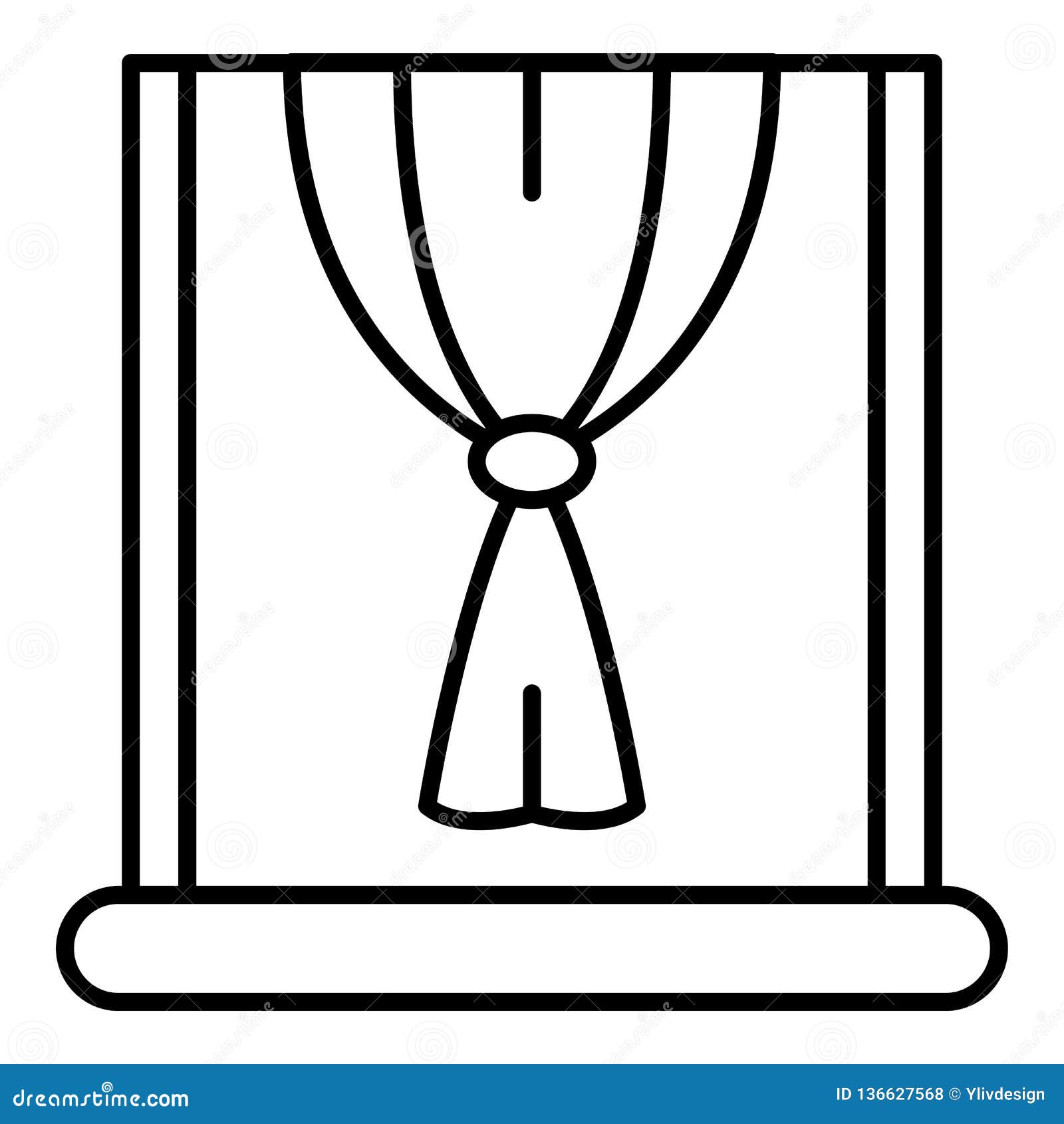 Window Node Curtain Icon, Outline Style Stock Vector - Illustration of ...