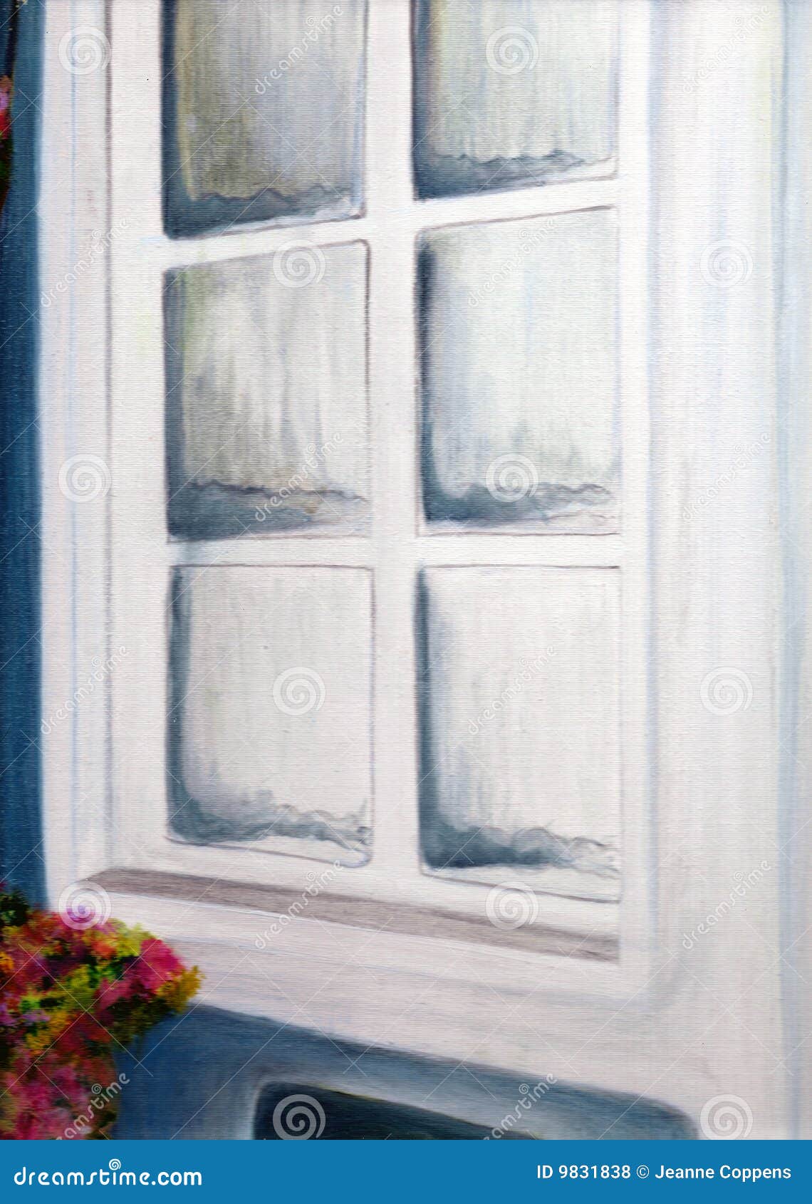 Window, oil painting. stock illustration. Illustration of decorative ...
