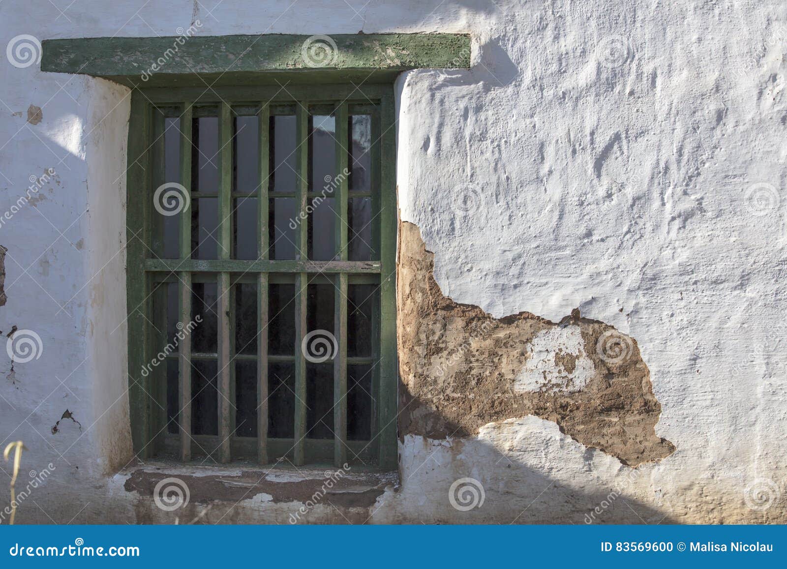 Window on a Old Adobe Building Showing Signs of Wear and Peeling Stock ...