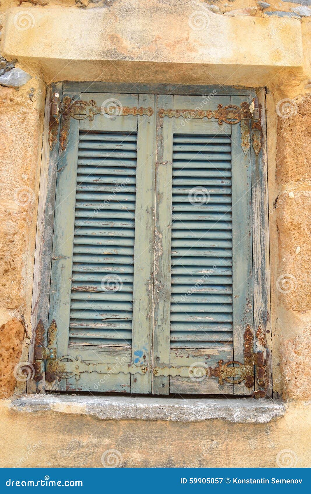 Window of an Old Apartment Building in Malia. Stock Image - Image of ...