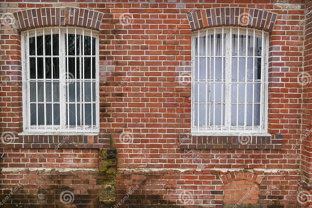 Window of the Old Brick Building Stock Image - Image of retro ...