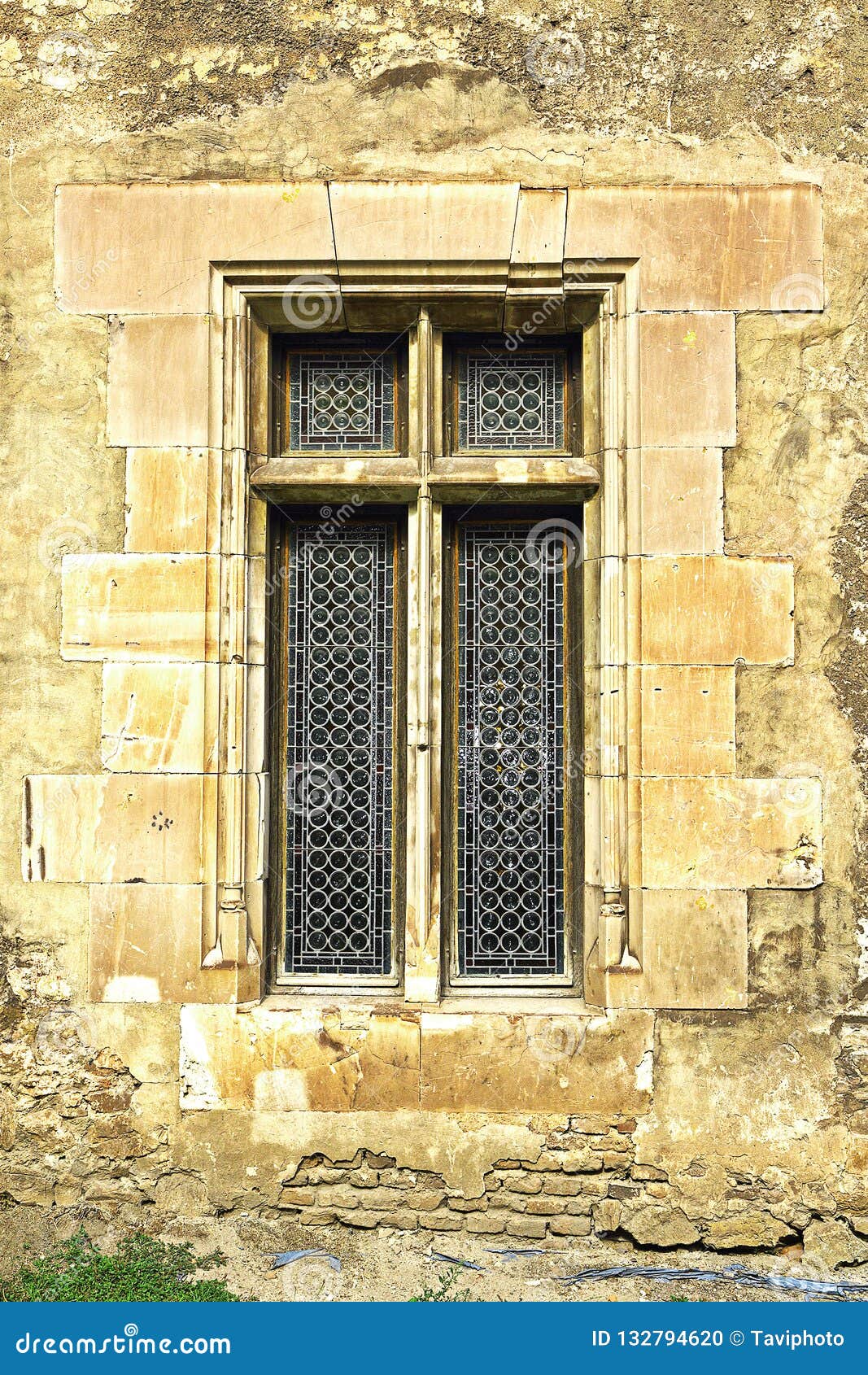 Window on old castle wall stock photo. Image of frame - 132794620