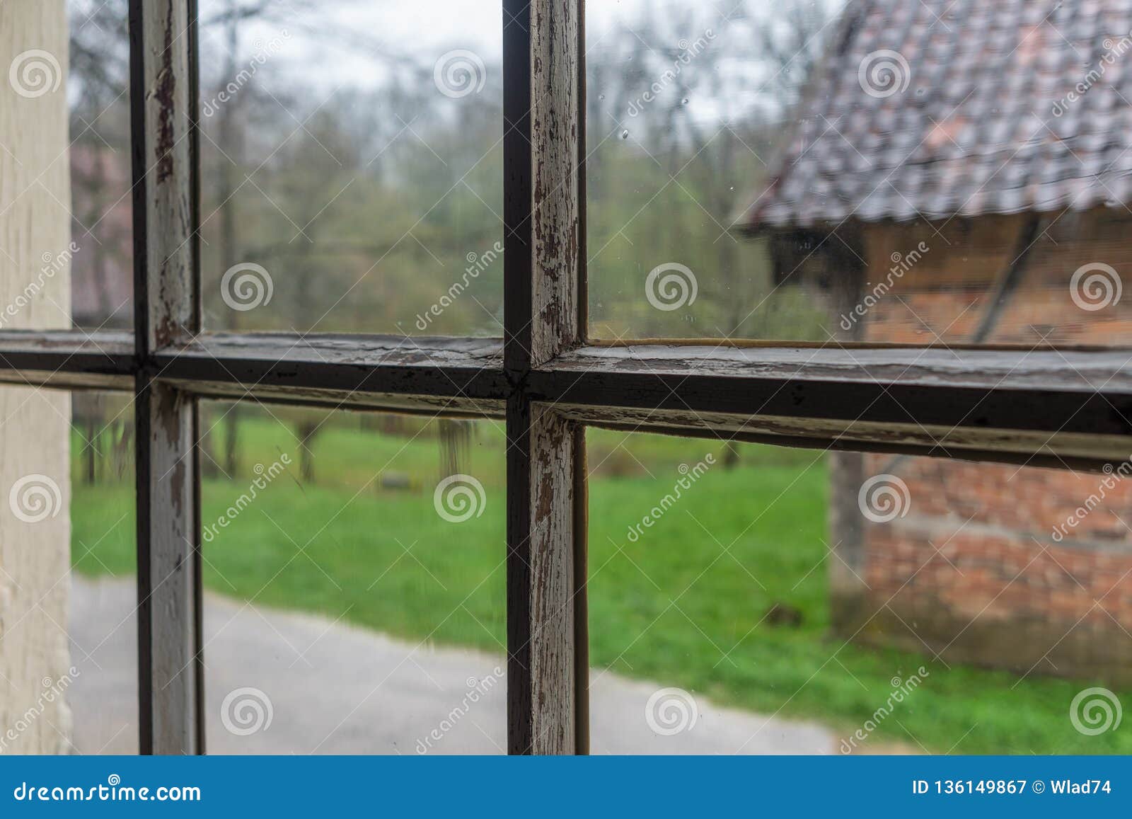 The Window Of An Old Farmhouse, Inside Stock Image - Image of gray ...