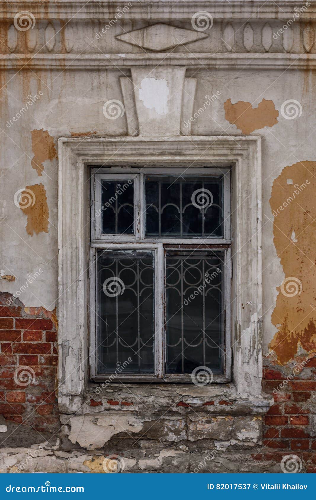 Window in an Old House, Brick Walls with Crumbling Plaster Stock Image ...