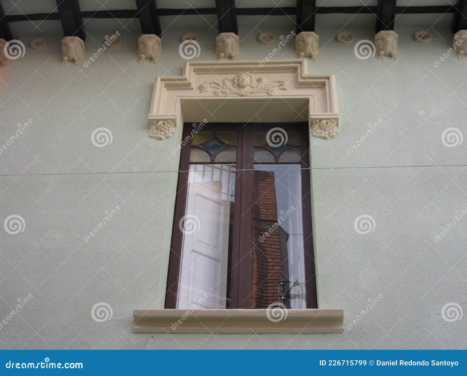 Window of an Old House with Reflection To the Sky Stock Image - Image ...