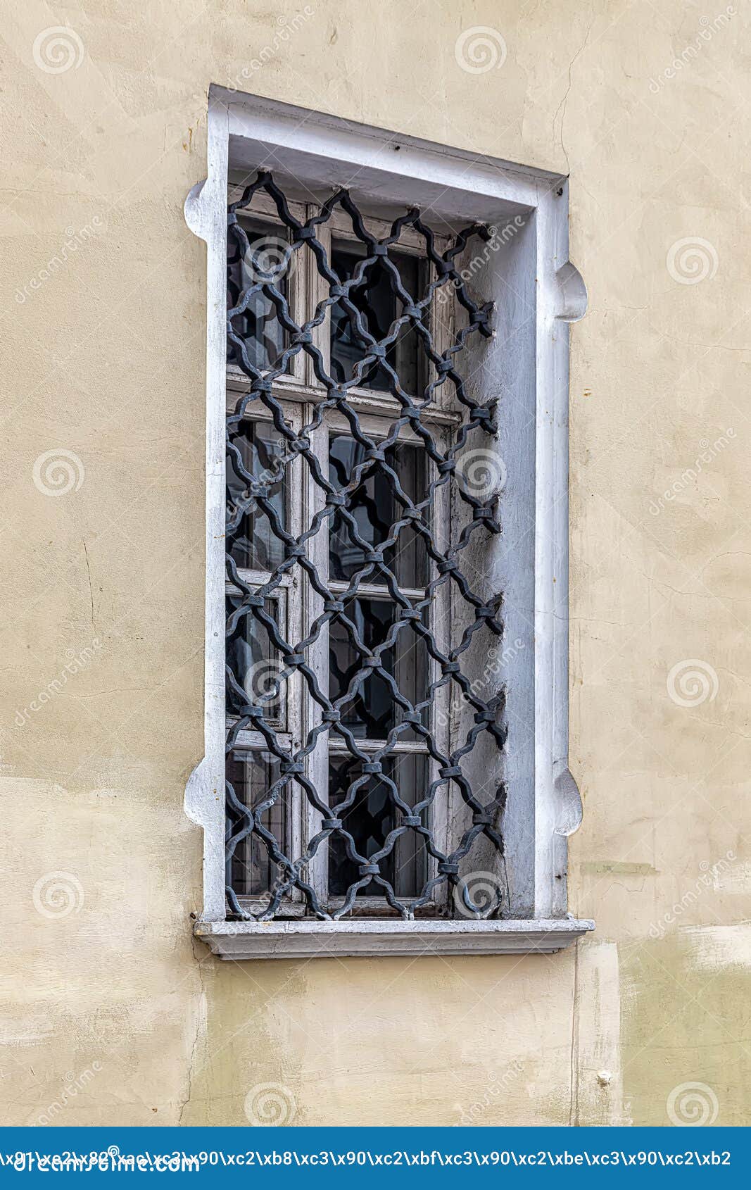 Window of an Old House with a Wrought Iron Grate Stock Image - Image of ...