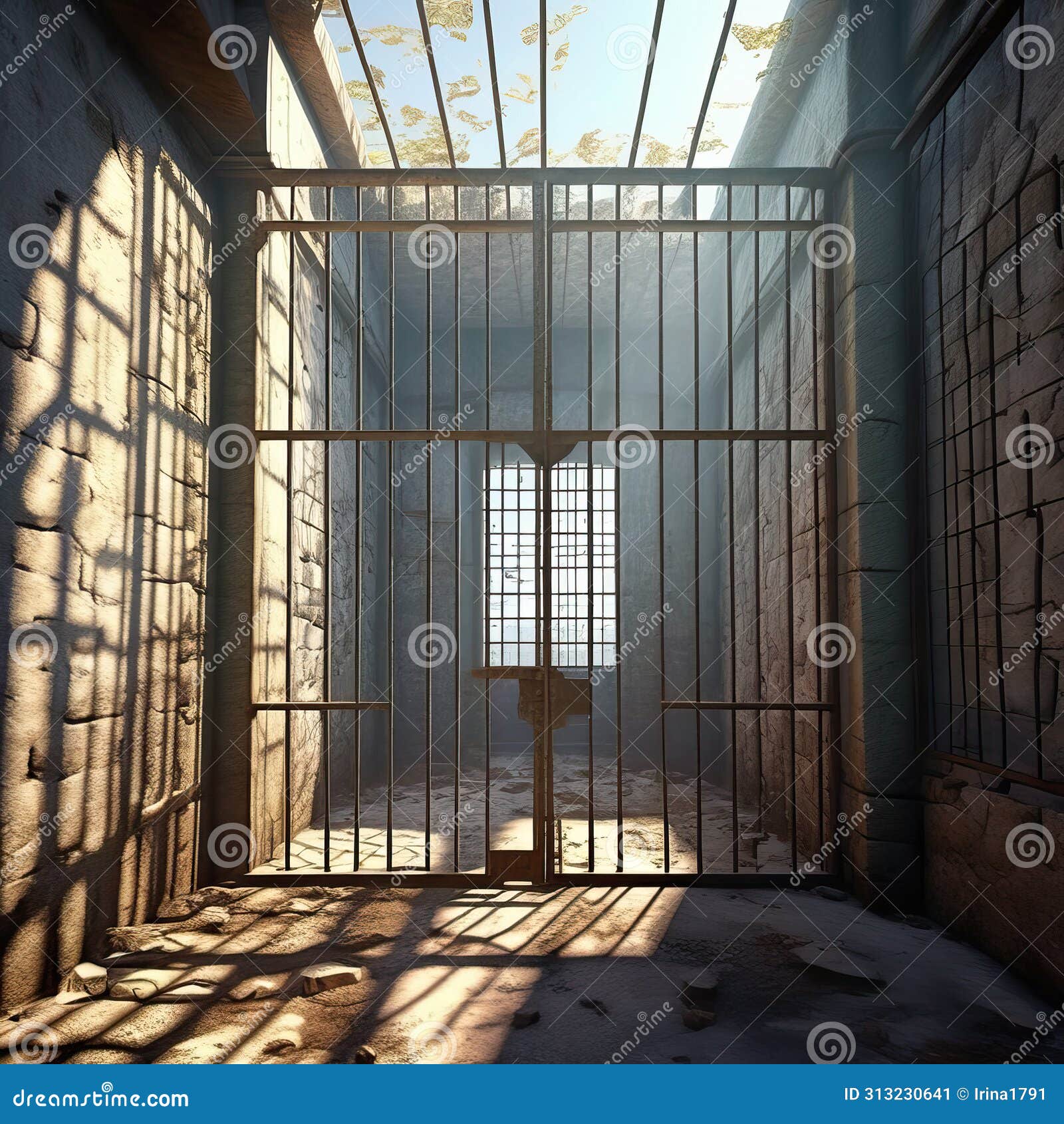Window with Old Prison Bars. View of a Prison Cell. Stock Illustration ...