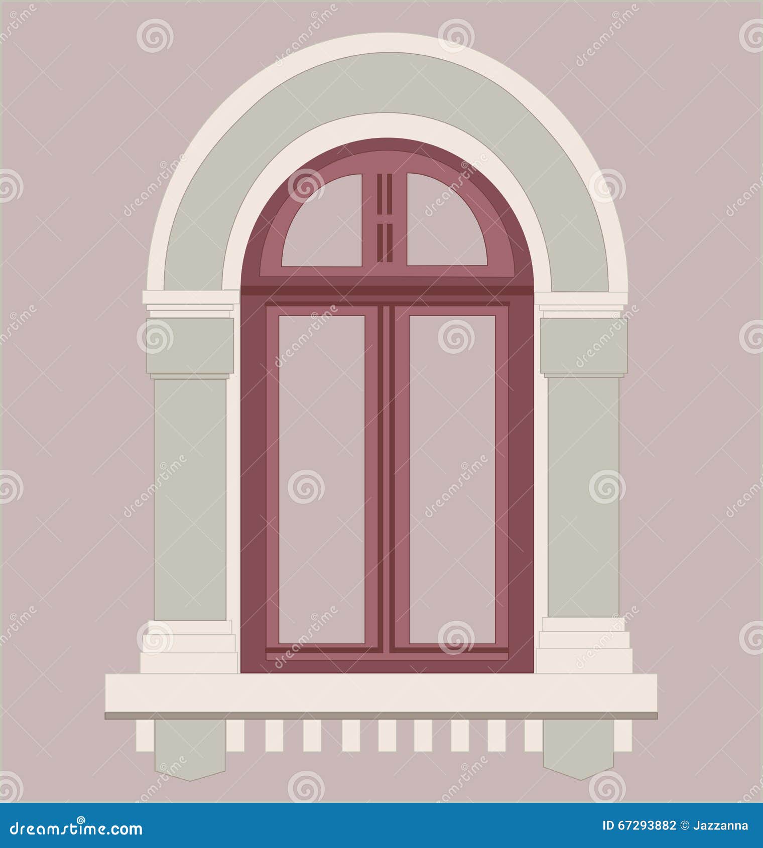 Window old style in red stock illustration. Illustration of ...