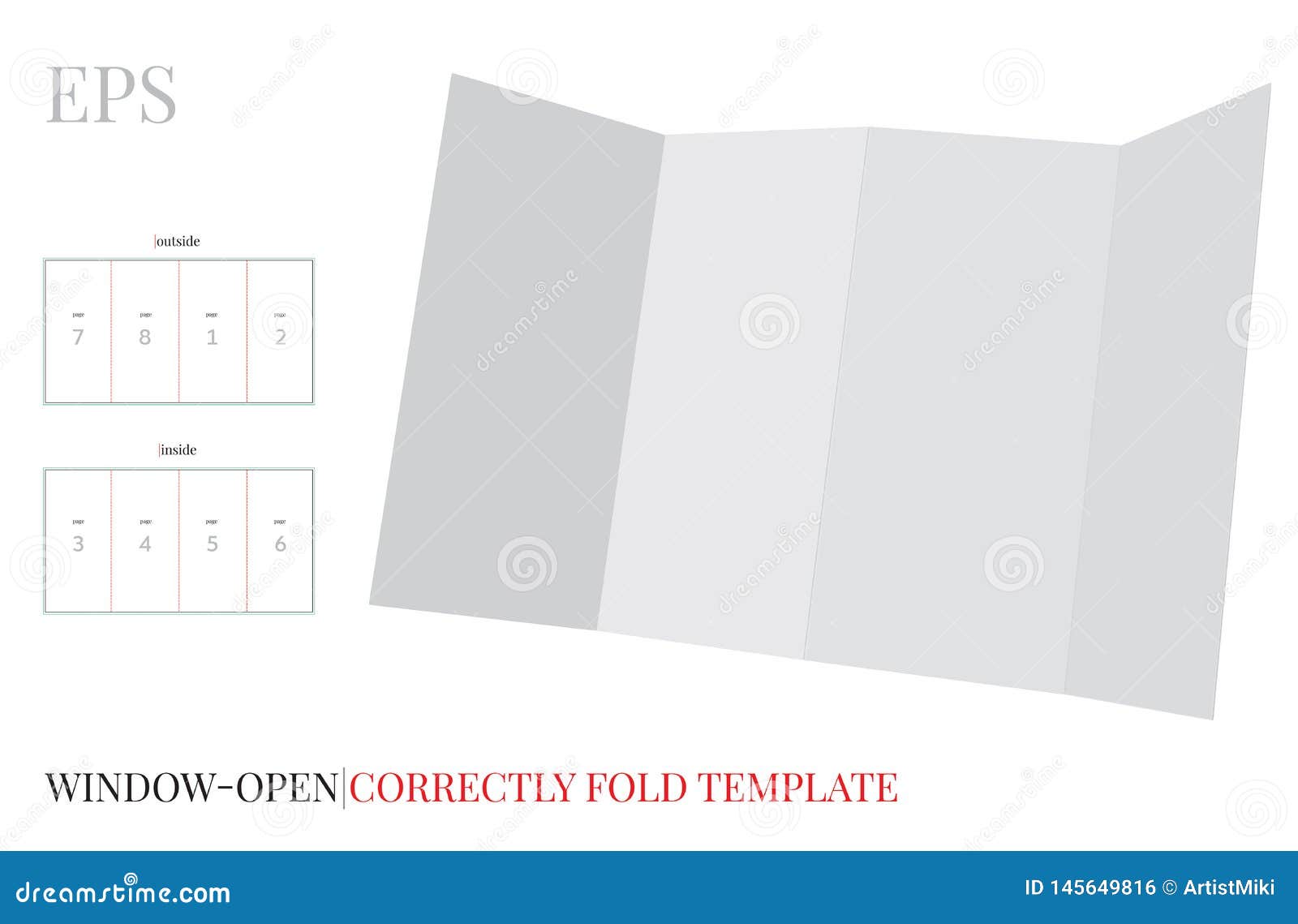 Window Open Brochure Template, Vector with Die Cut Layers. White, Clear ...