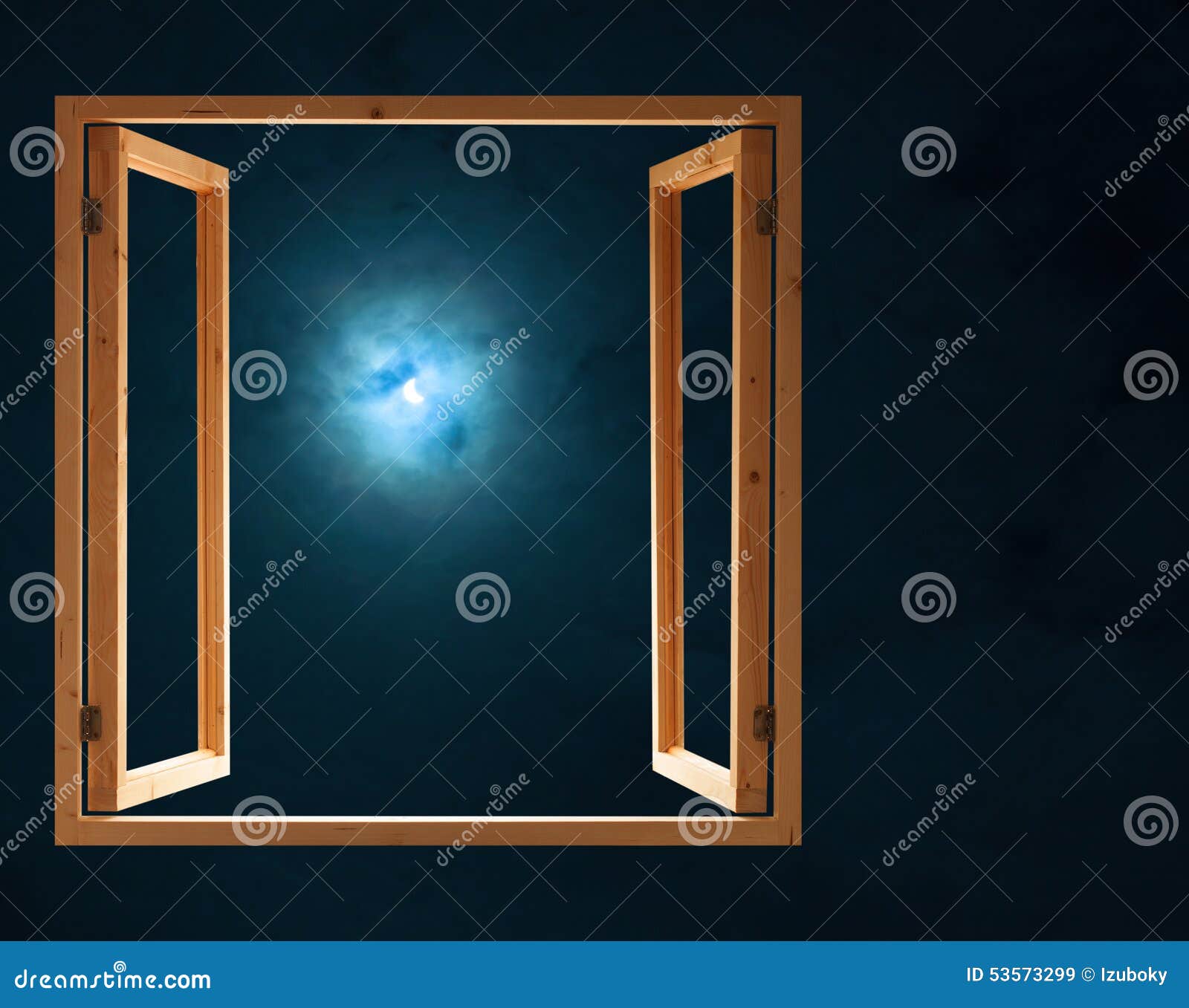 Window Open Dark Night Half Moon Light Stock Image - Image of moonlight ...