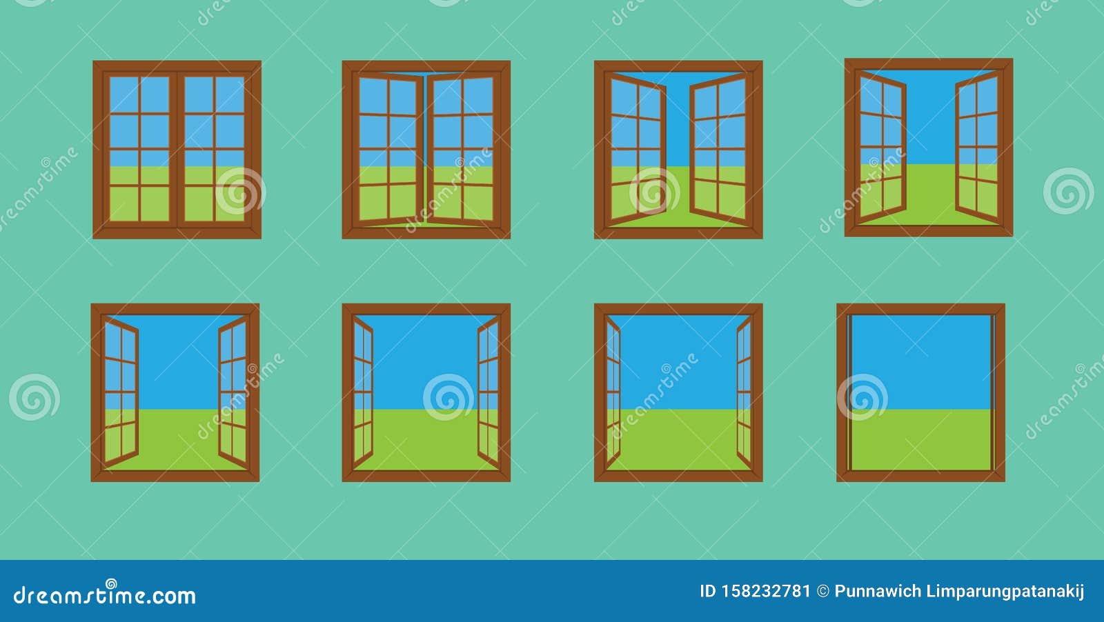 Window Open View Sequence Animation Vector Stock Vector - Illustration ...