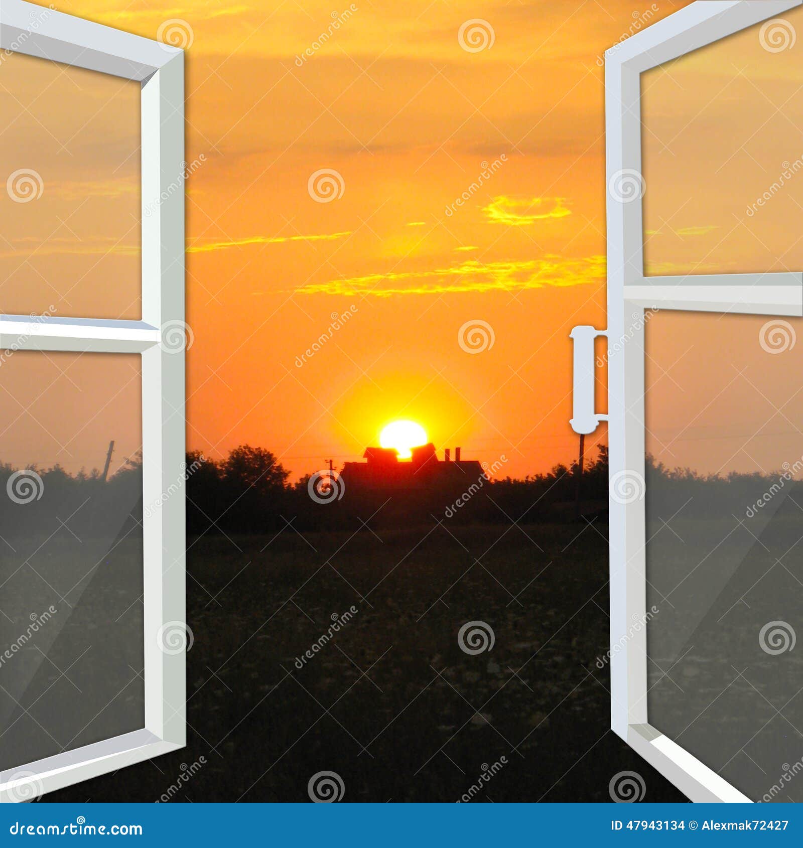 Window Opened To the Bright Sunset Stock Photo - Image of handle ...
