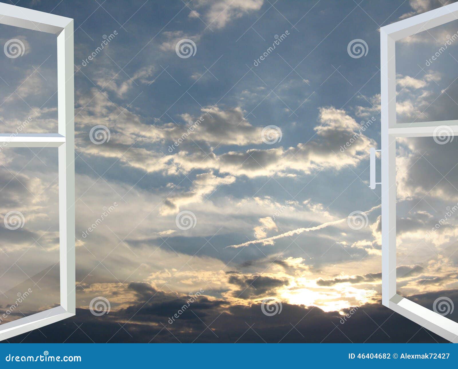 Window Opened To the Sunset Stock Photo - Image of blue, heaven: 46404682