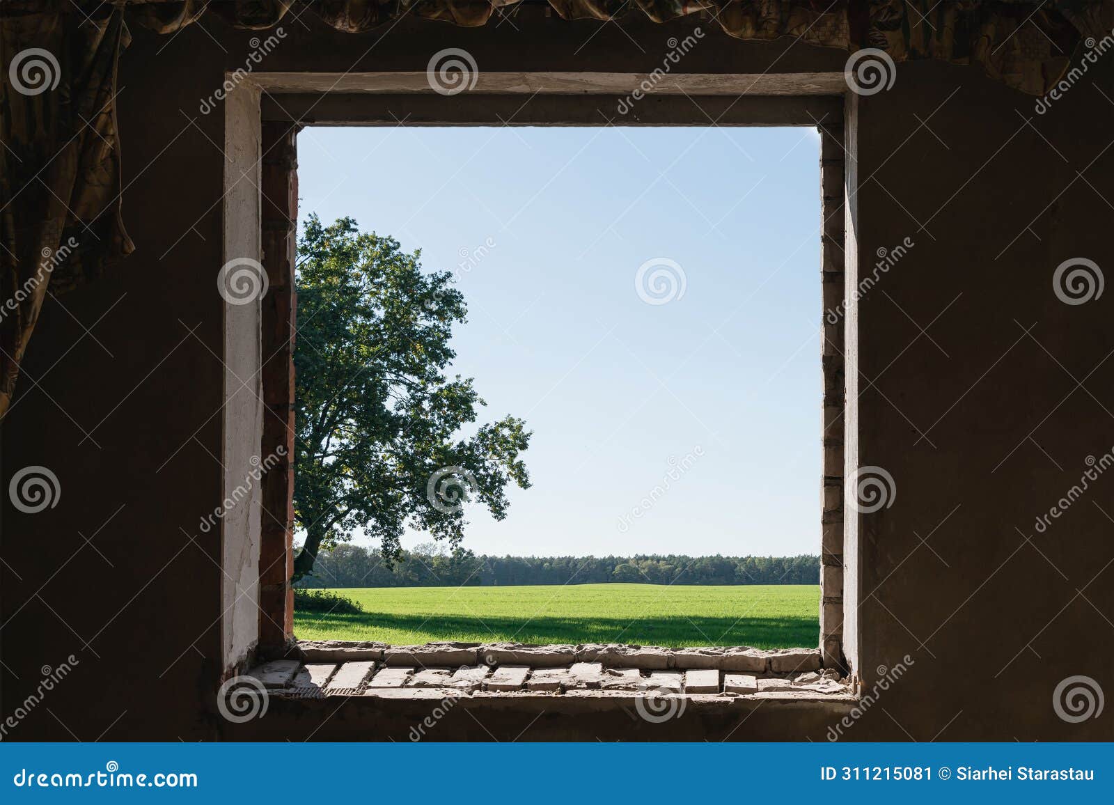 A Window Opening without a Window in an Old House Stock Image - Image ...