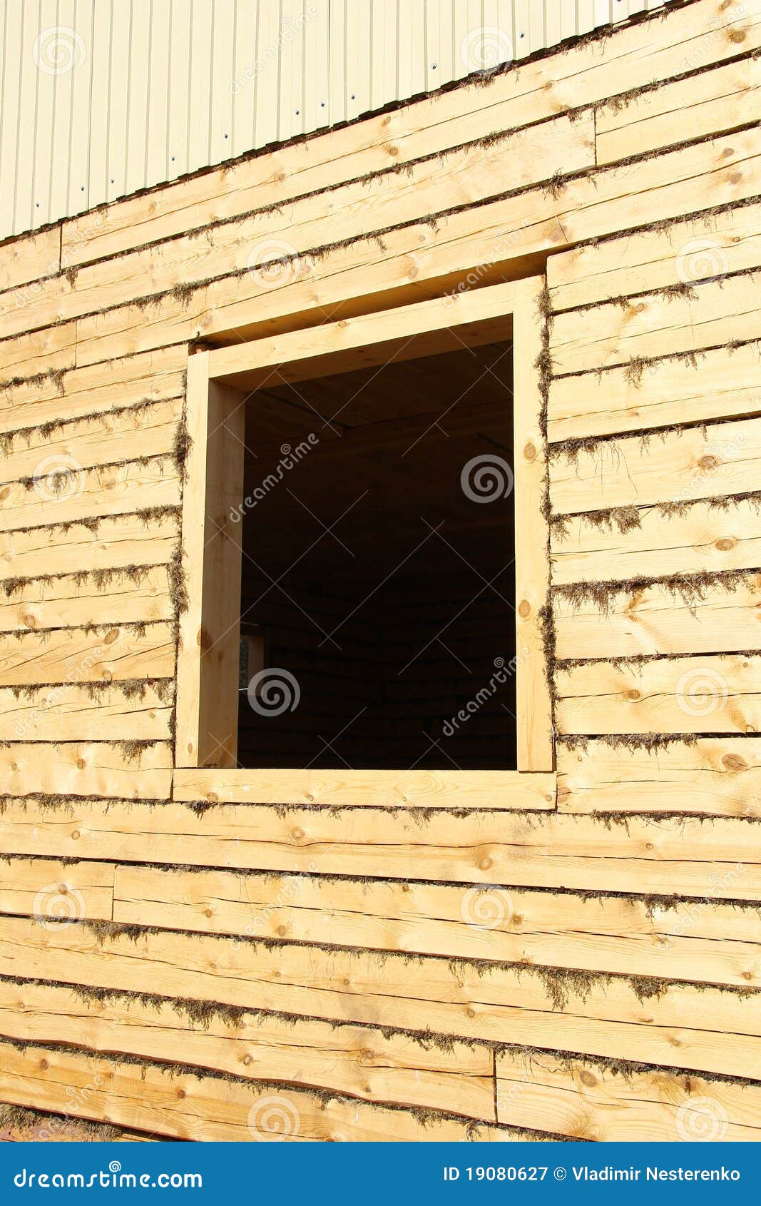 Window Opening in the New Log Houses Stock Image - Image of separate ...