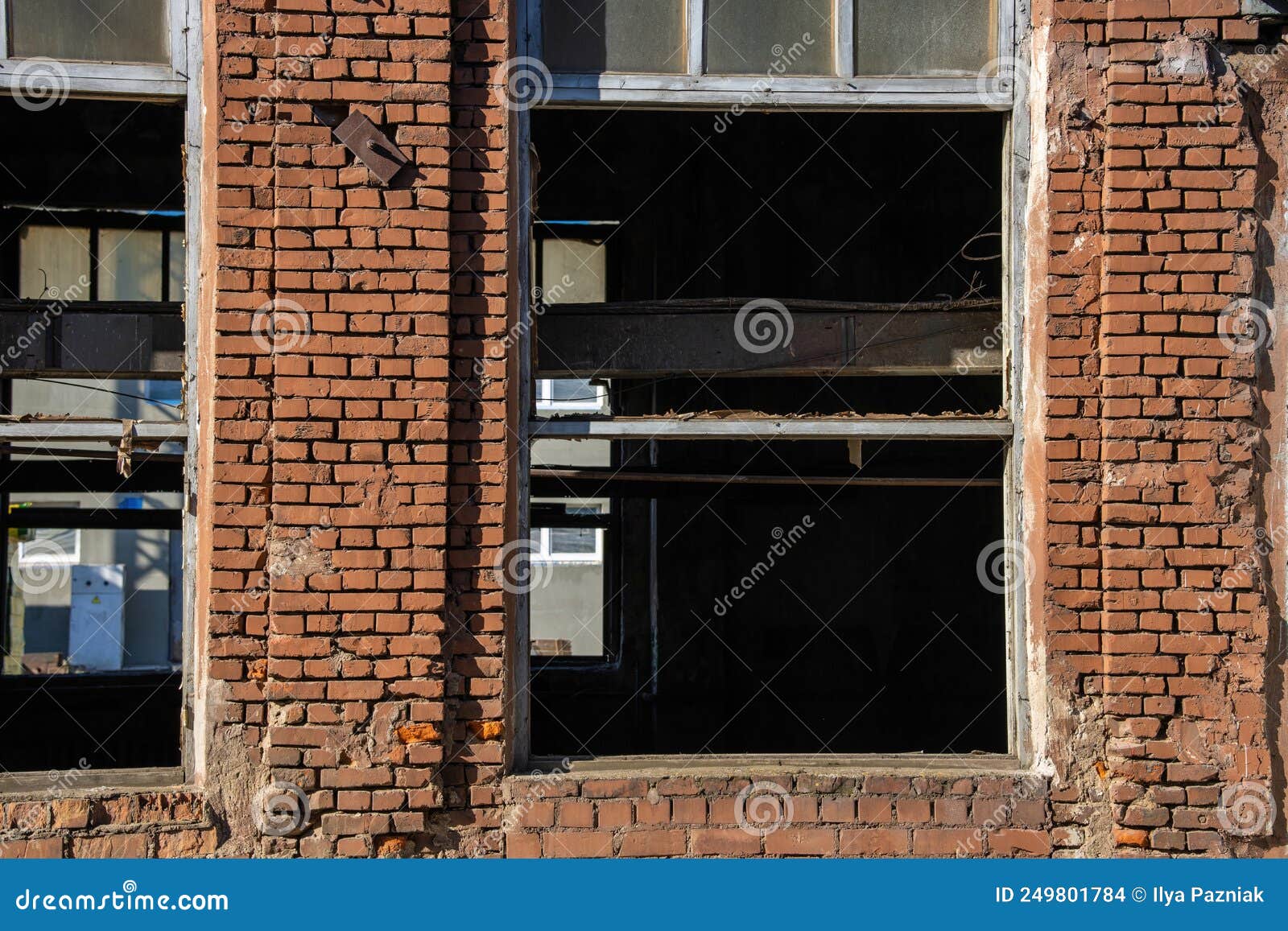 Window Openings with Dismantled Windows in an Old Brick Factory ...