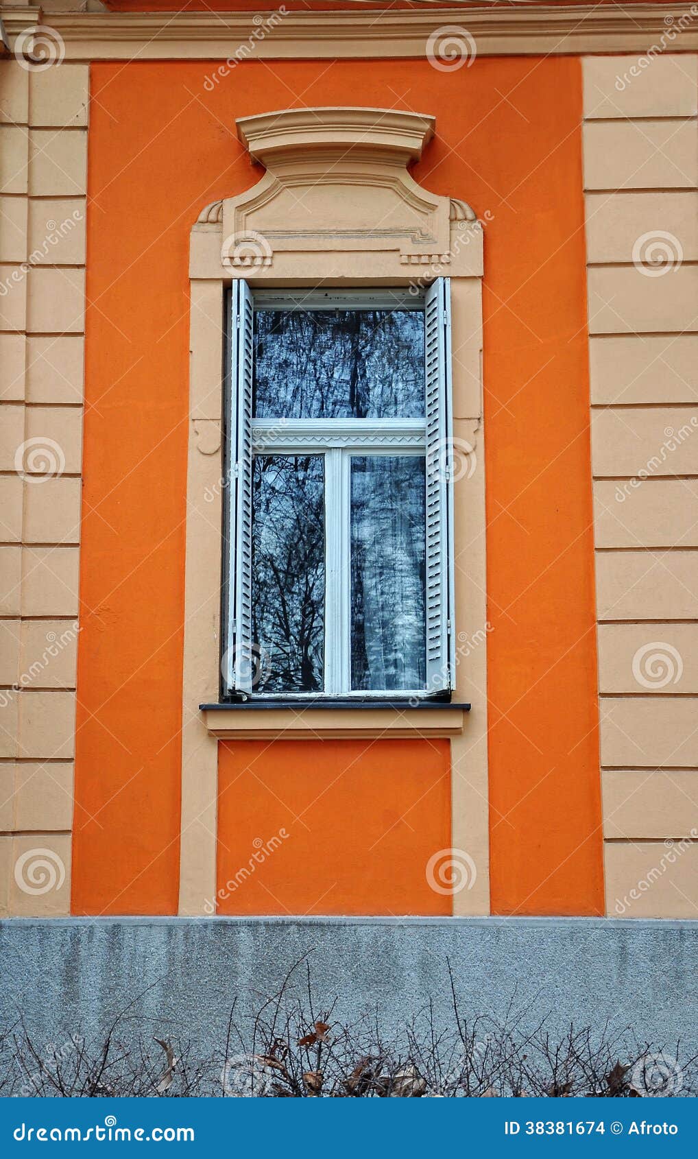 Window at the orange house stock photo. Image of construction - 38381674