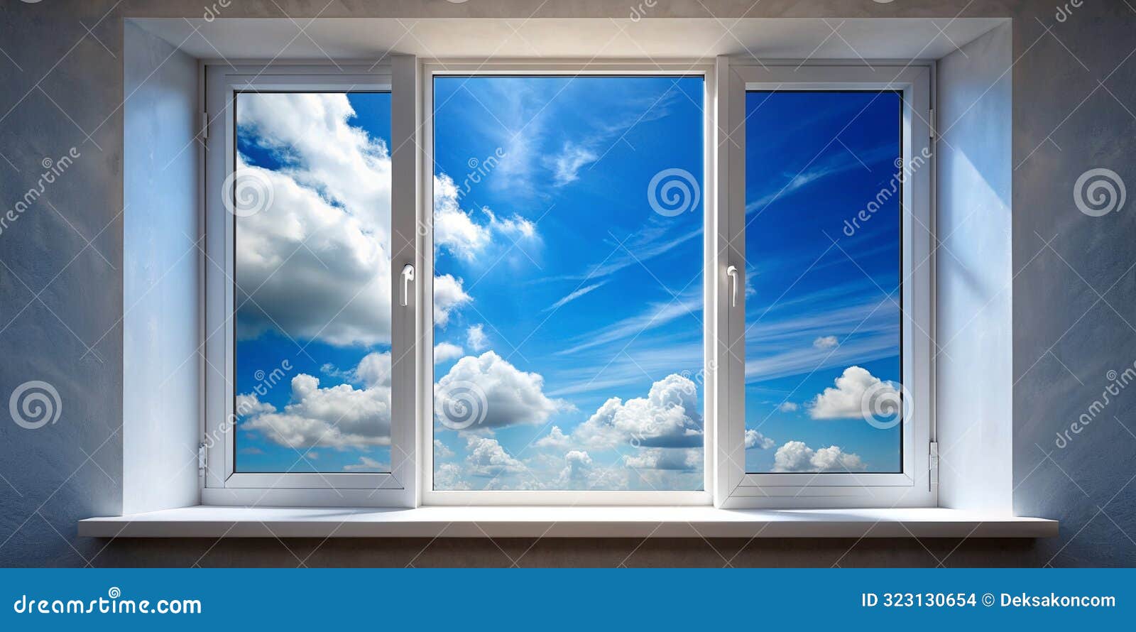 Window Overlooking a Blue Sky with Clouds Generative AI Stock ...