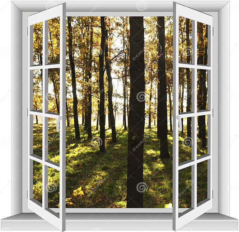 Window Overlooking the Forest. Stock Photo - Image of mountains, view ...