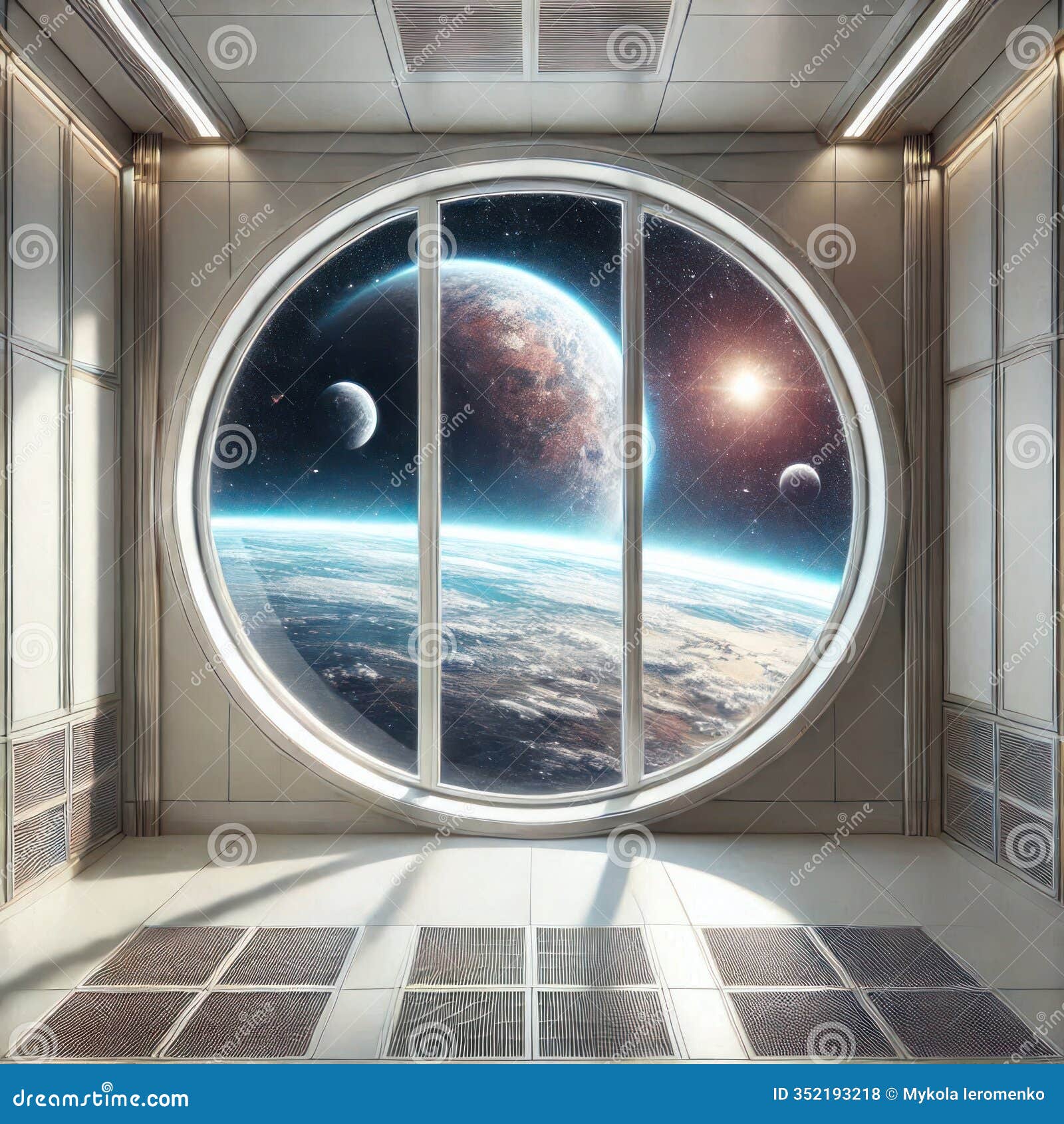 A Window Overlooking the Planet from Space. Stock Photo - Image of ...
