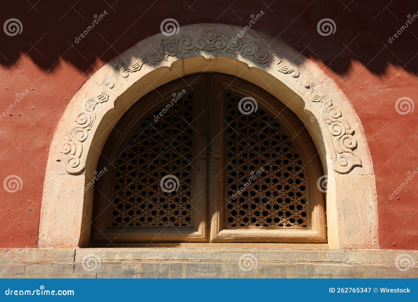 Window with Patterns of the Red Old Building of Biyun Temple, Beijing ...