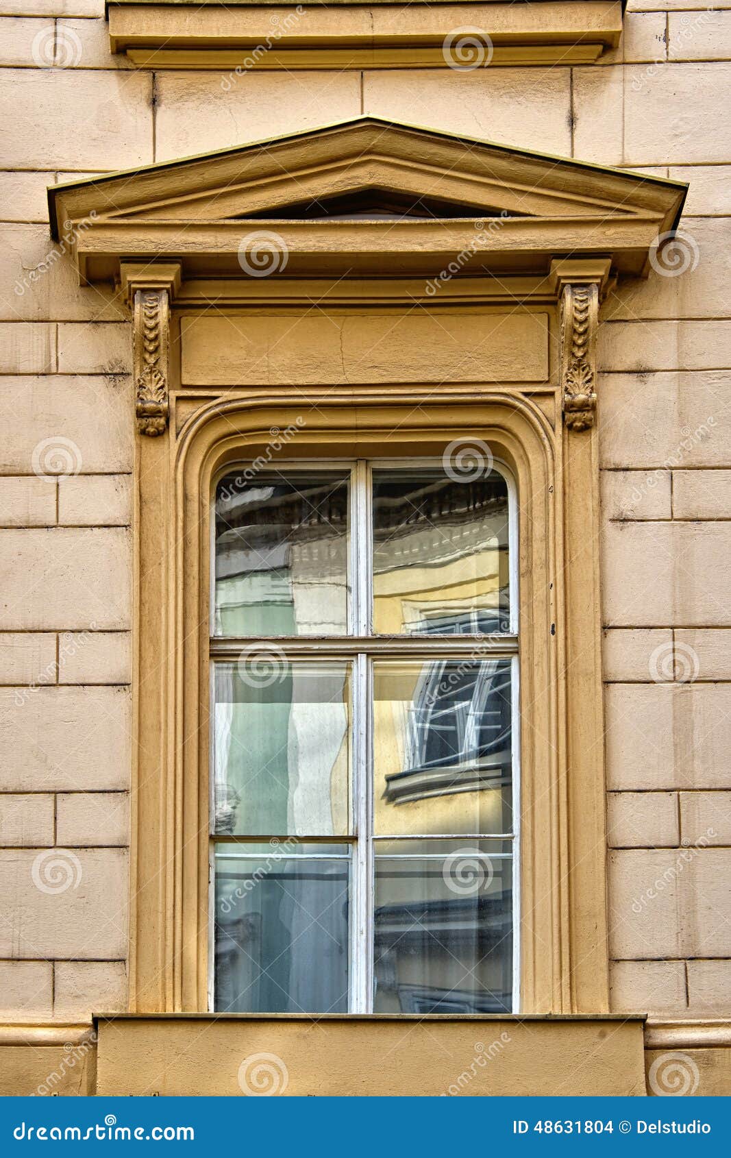 Window with Pediment in Prague, Czech Republic Stock Photo - Image of ...