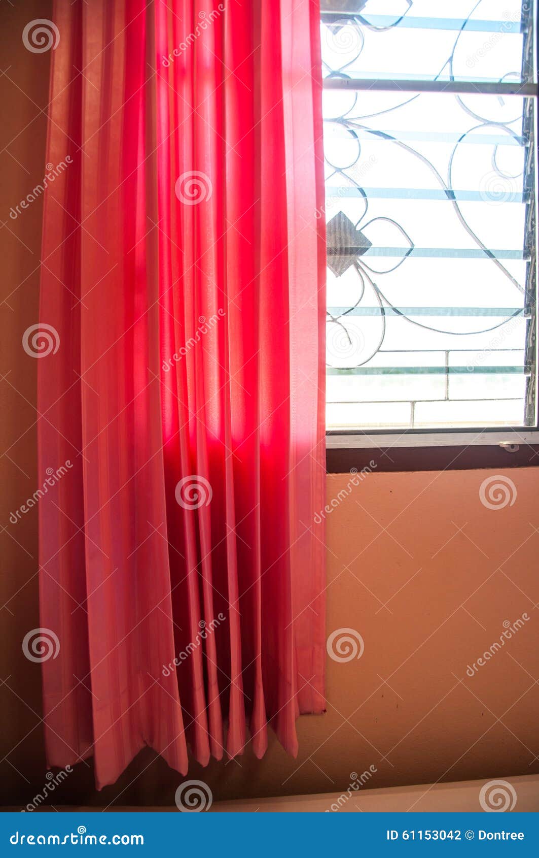 Window and pink curtains stock photo. Image of open, curtains - 61153042