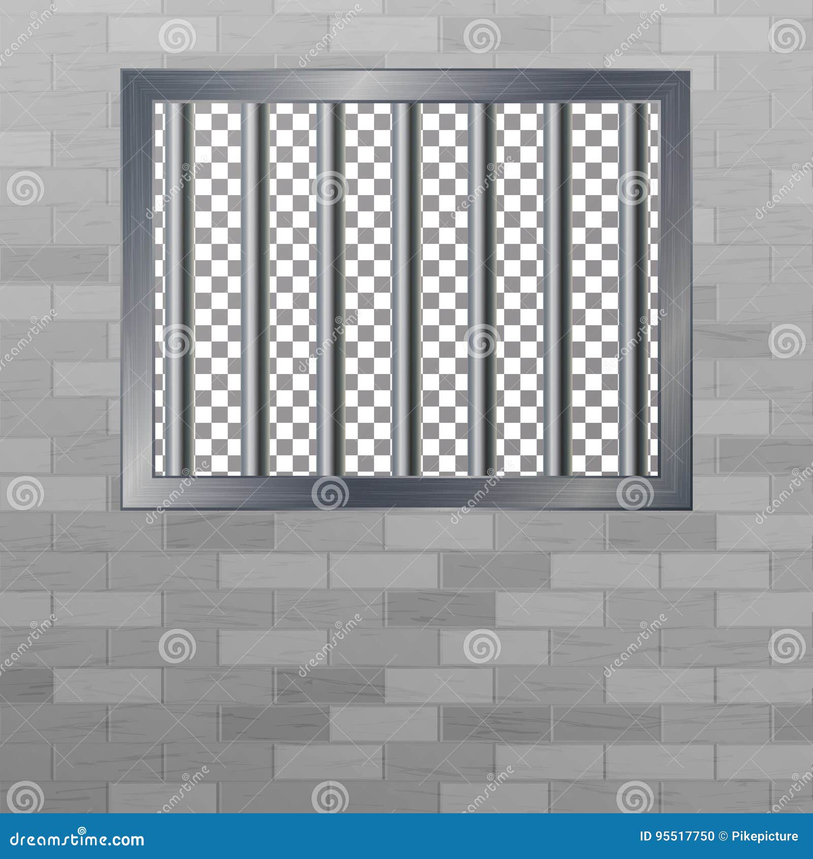 Window in Pokey with Bars. Brick Wall. Vector Jail Break Concept ...