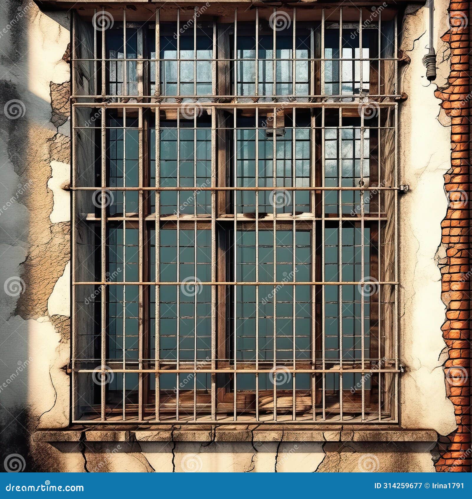 Window in a Prison with Old Bars. View from a Prison Cell Stock ...