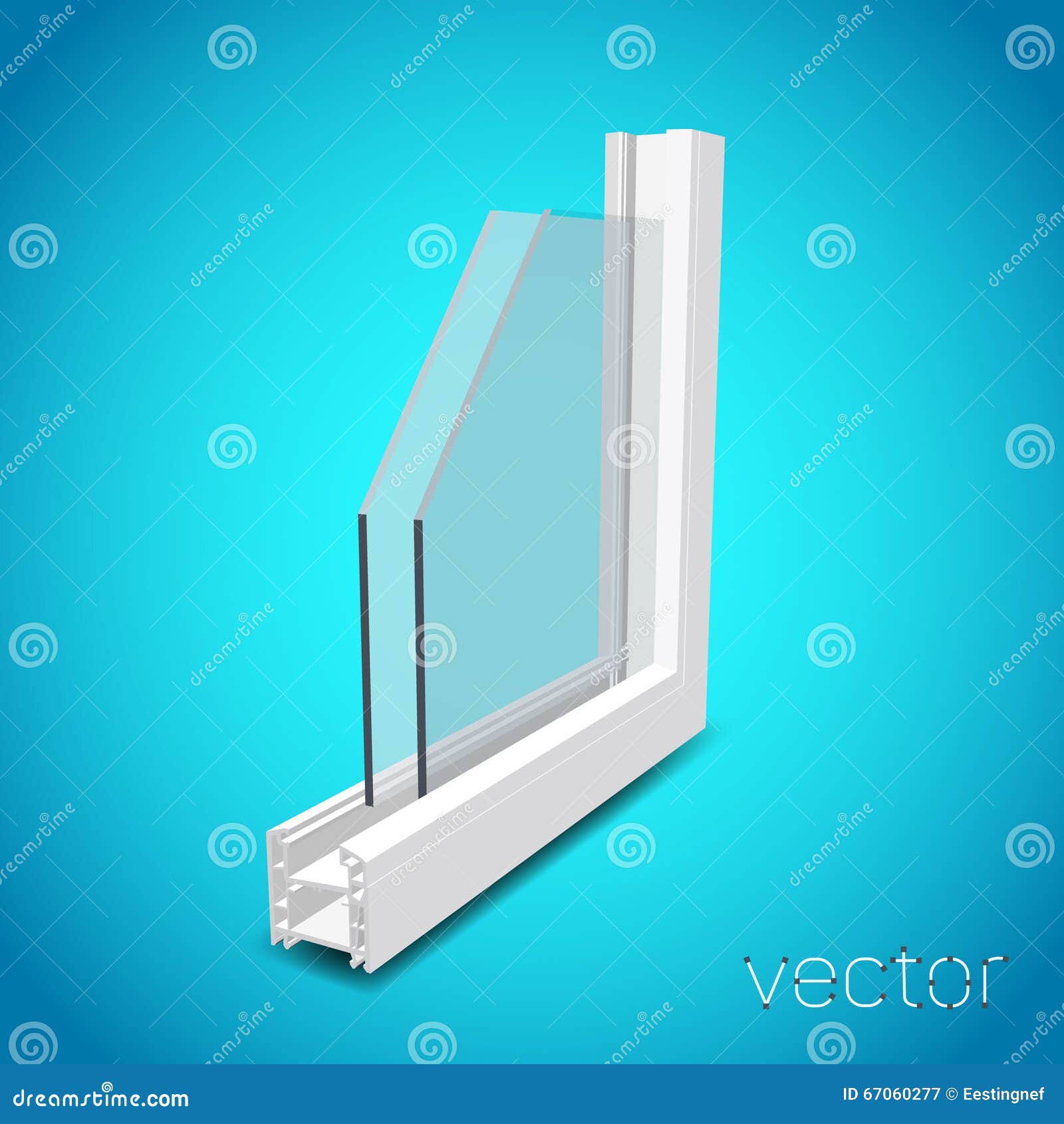 Window Profile with Two Glass Surface. Stock Vector - Illustration of ...