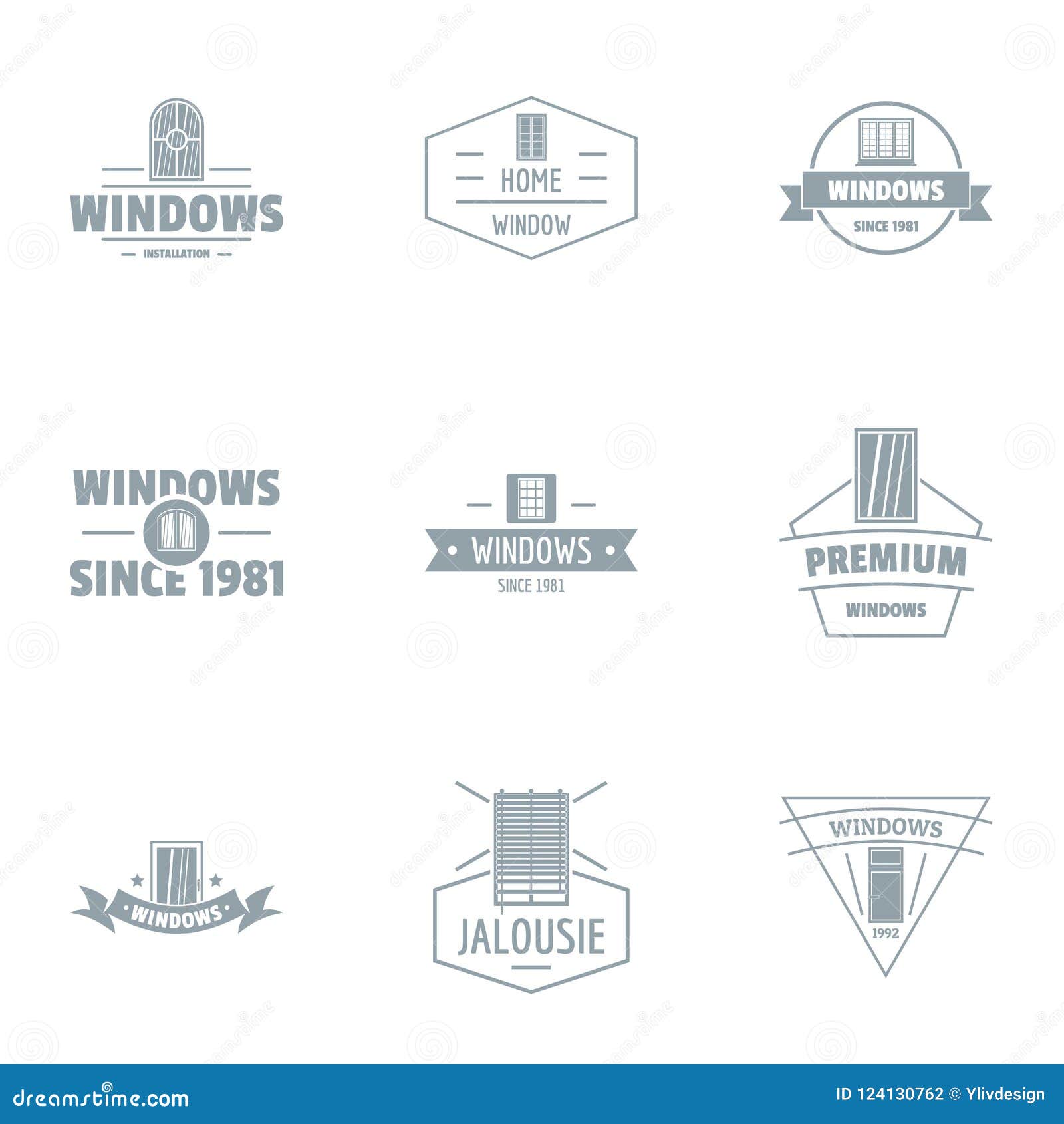 Window Protection Logo Set, Simple Style Stock Vector - Illustration of ...