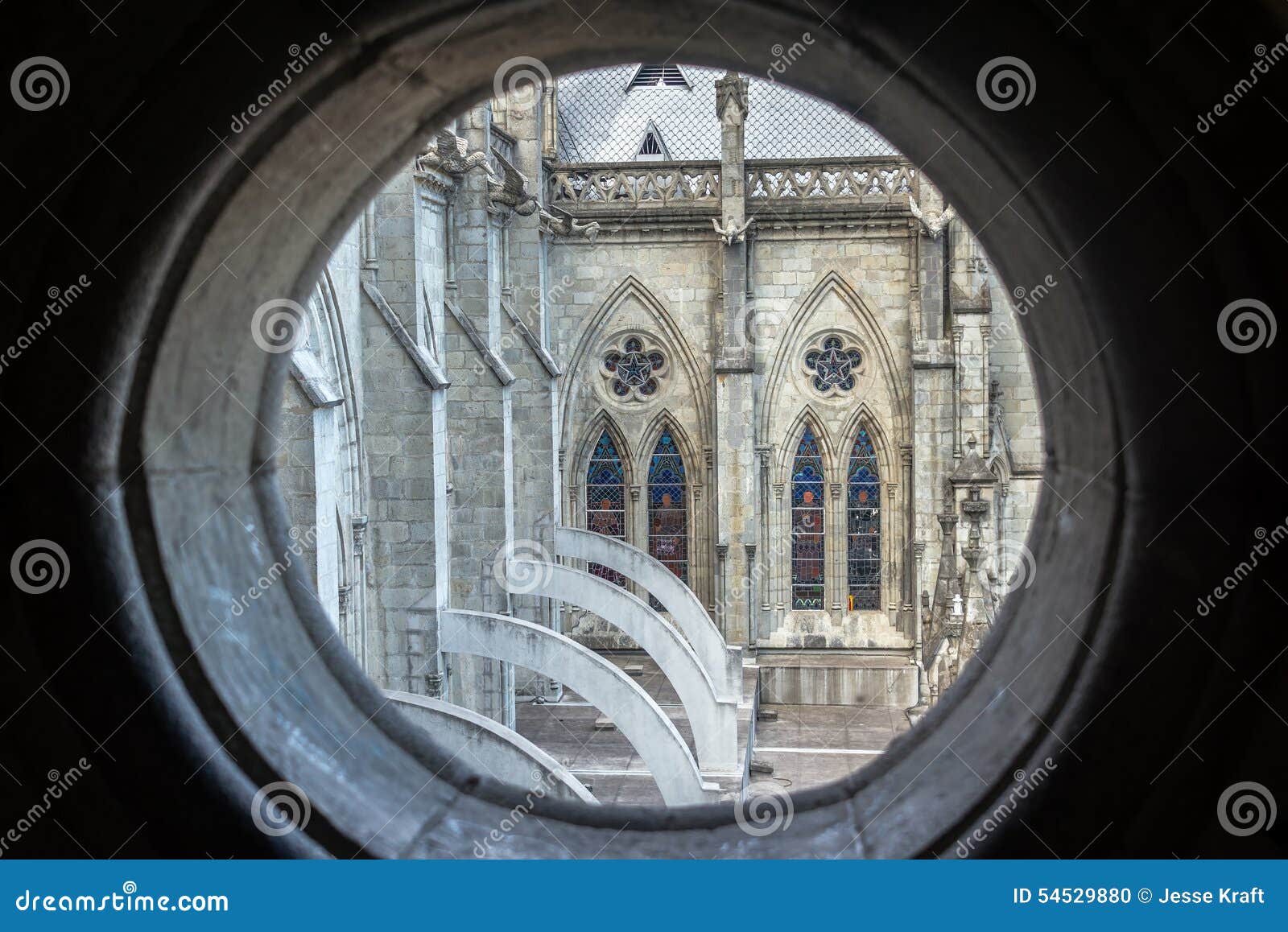 Window in Quito Basilica stock photo. Image of landmark - 54529880