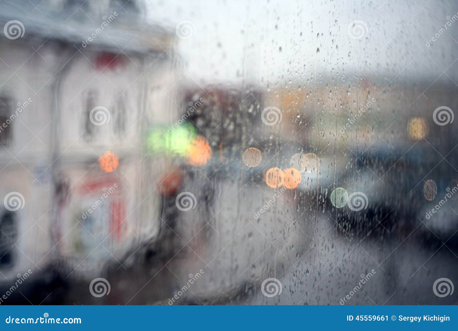 Window rain blurred city stock image. Image of road, blue - 45559661