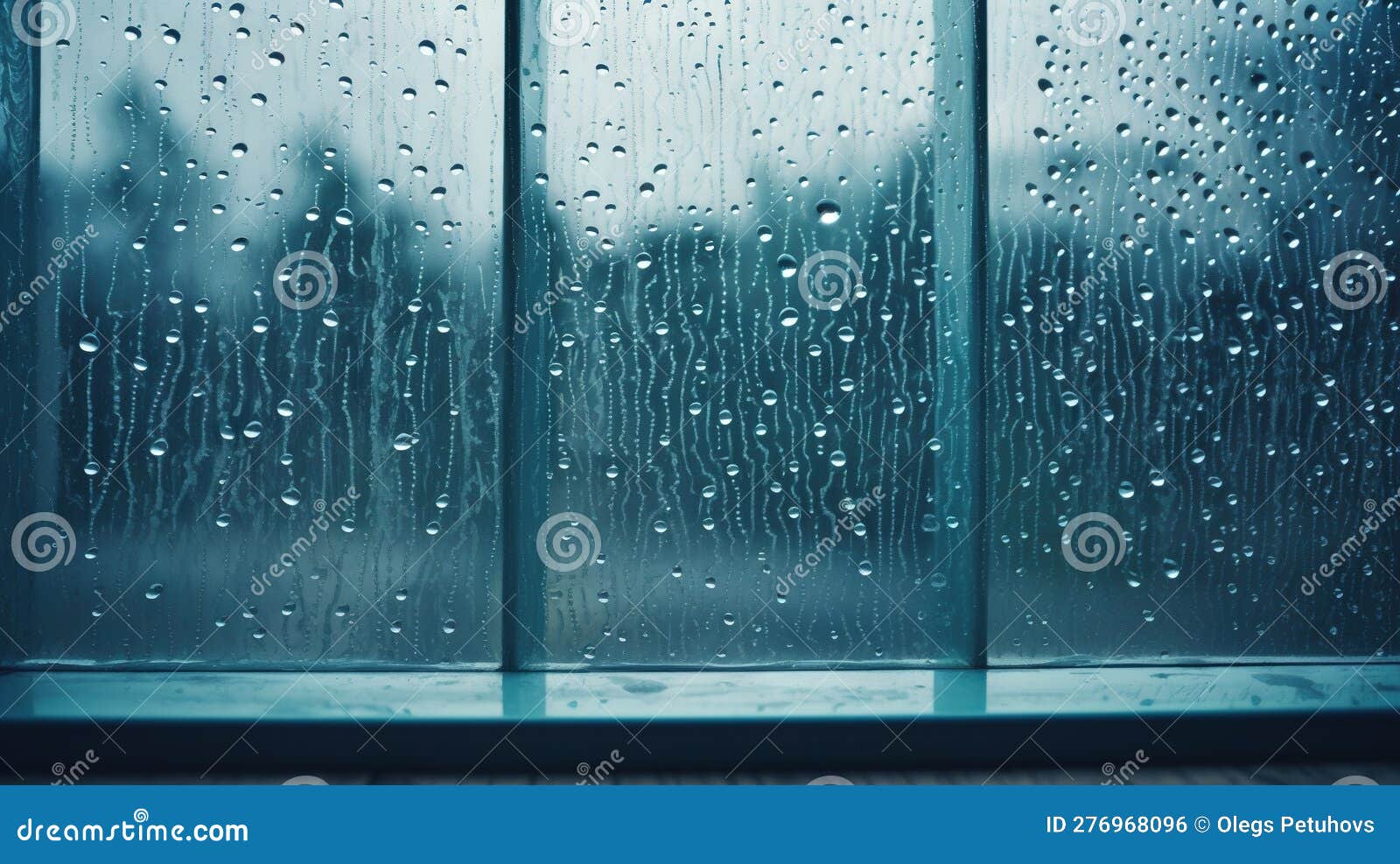 A Window with Rain Drops on it and a Building in the Background Stock ...