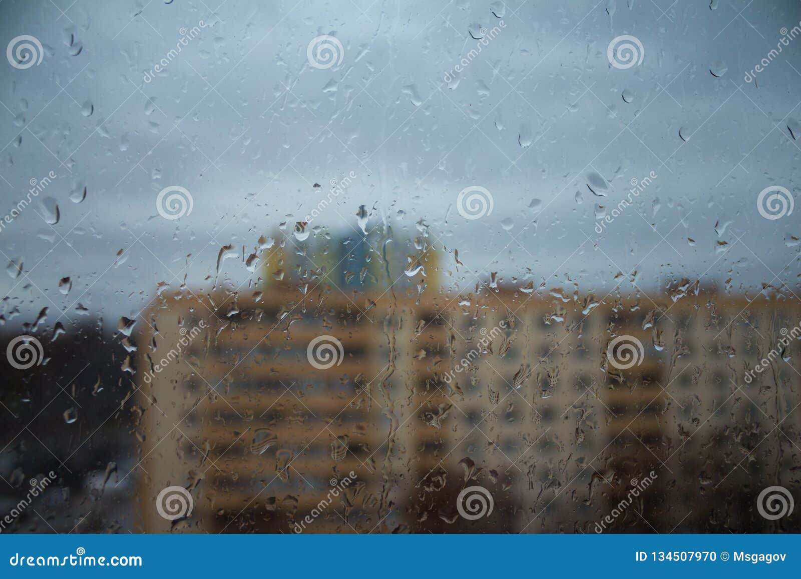 Window with Rain Drops and Buildings Stock Photo - Image of ...