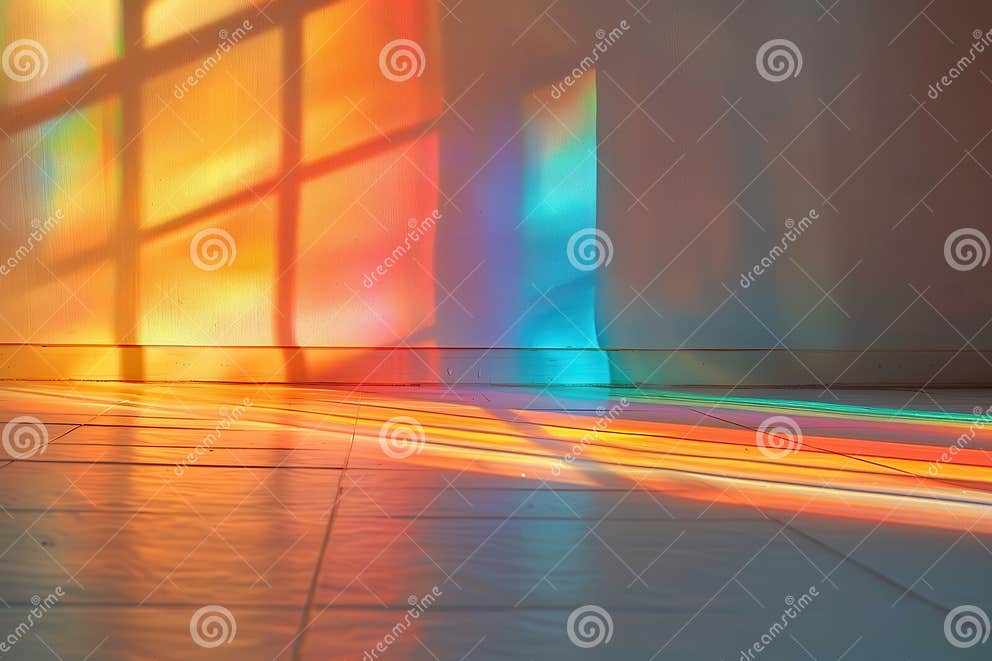 A Window with a Rainbow Reflection on the Wall Stock Image - Image of ...