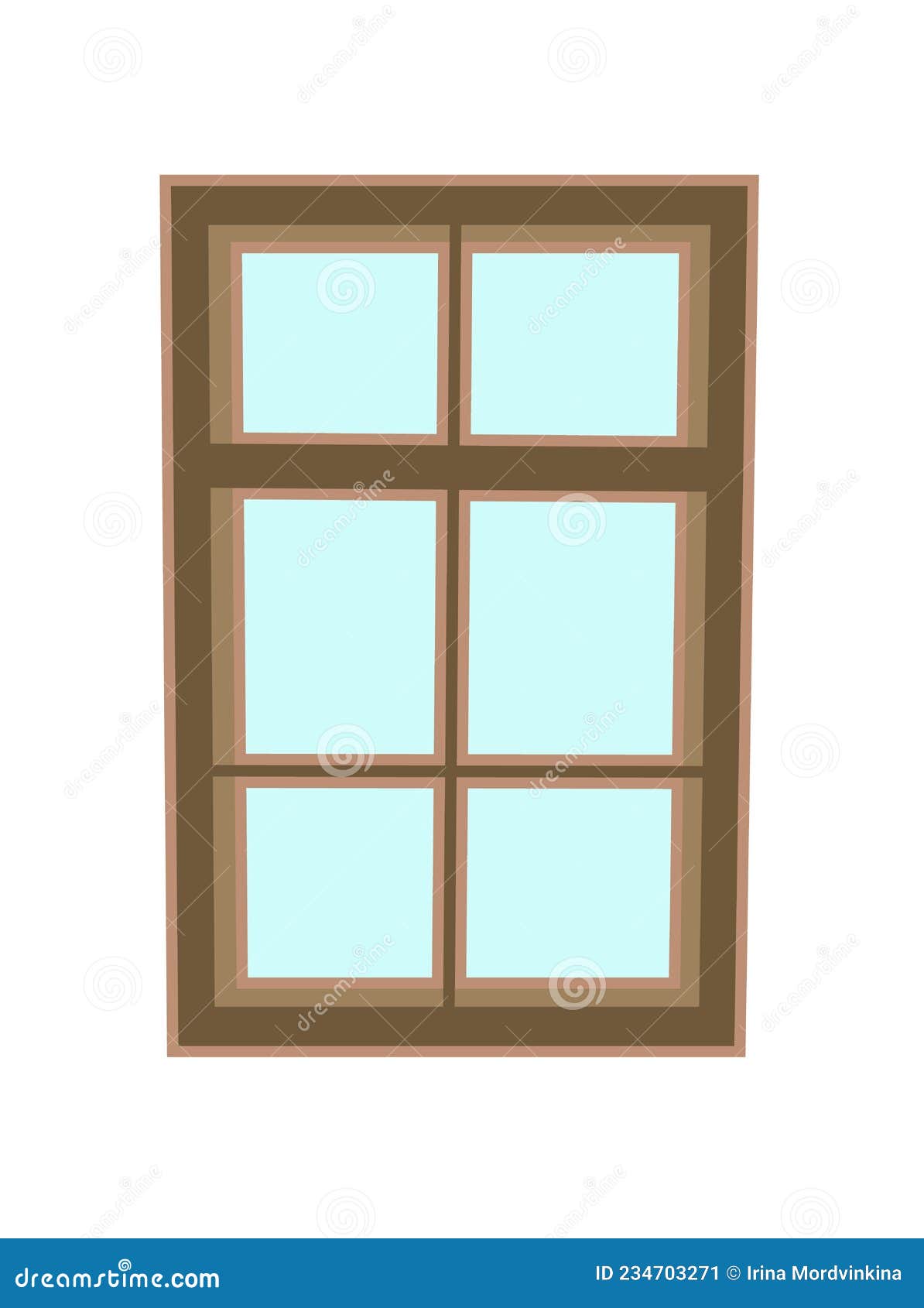 Window is Rectangular. Simple and Flat Style. Blue Glass. Day. Cartoon ...