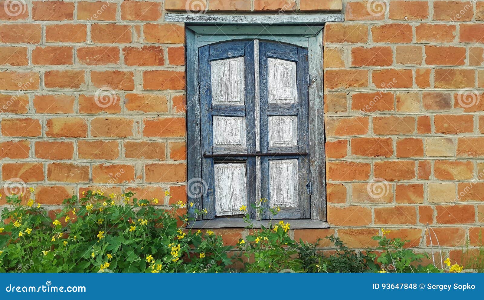 Window and Red Brick Wall in a Colorful Style. Authentic Design Stock ...