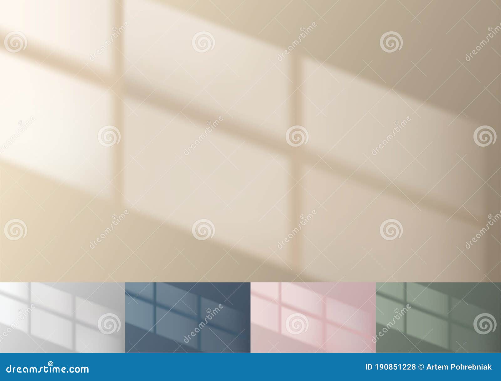 Window Reflection On Beige Wall. Realistic Minimal Background. Real ...
