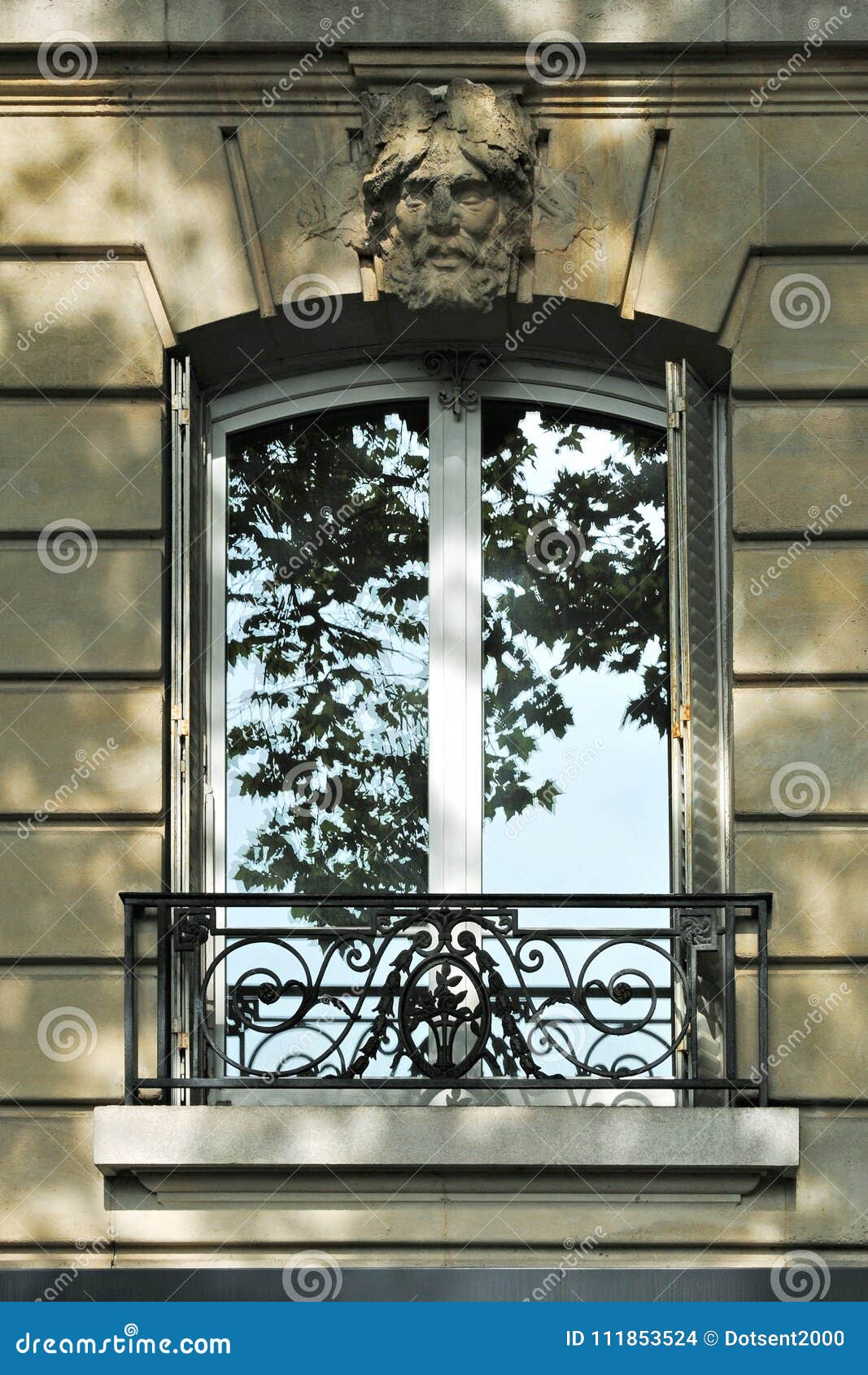 Window with reflection. stock photo. Image of cornice - 111853524