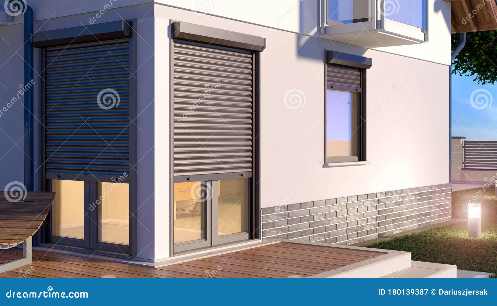 Window Roller Blinds Illustration - House 9, 3D Illustration Stock ...