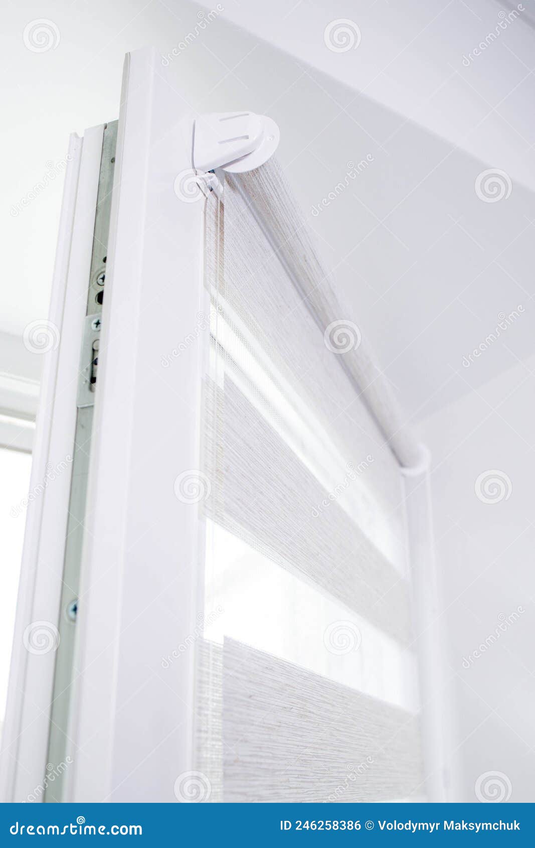 Window Roller Duo System Day and Night. Close Up on Roll Curtains ...