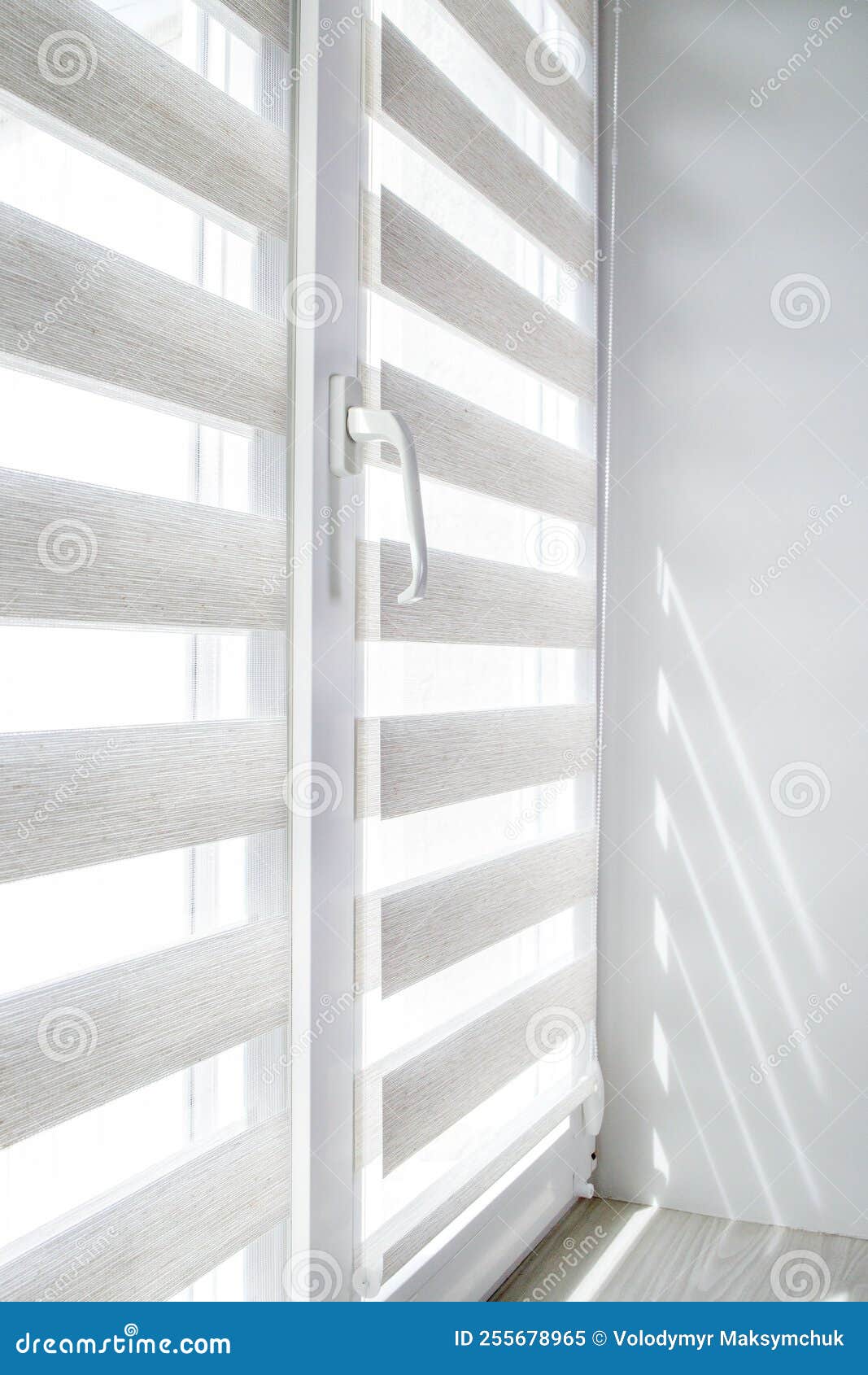 Window Roller Duo System Day and Night. Close Up on Roll Curtains ...