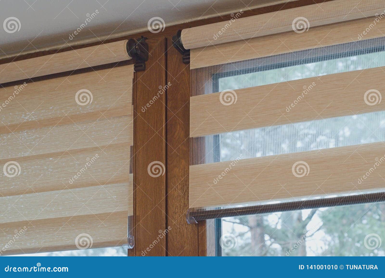 Window Roller, Duo System Day and Night Stock Photo - Image of curtains ...