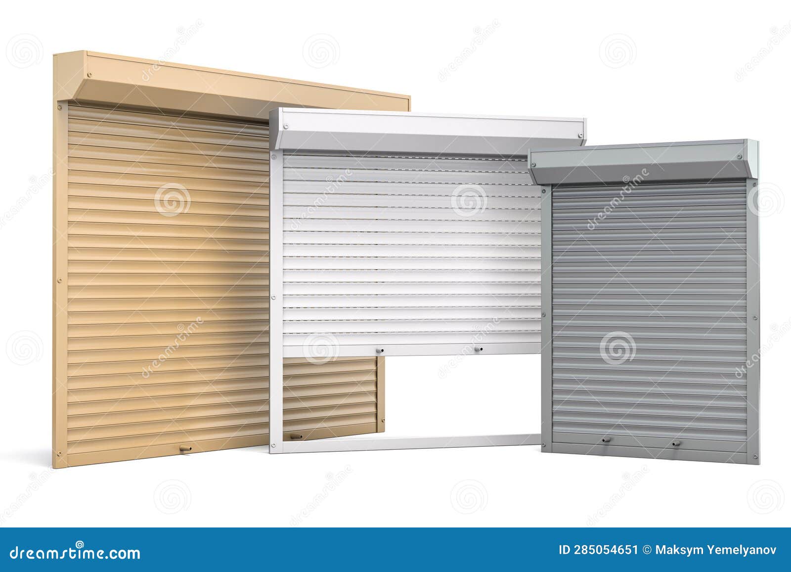 Window Roller Shutters of Different Colors Isolated on White Background ...