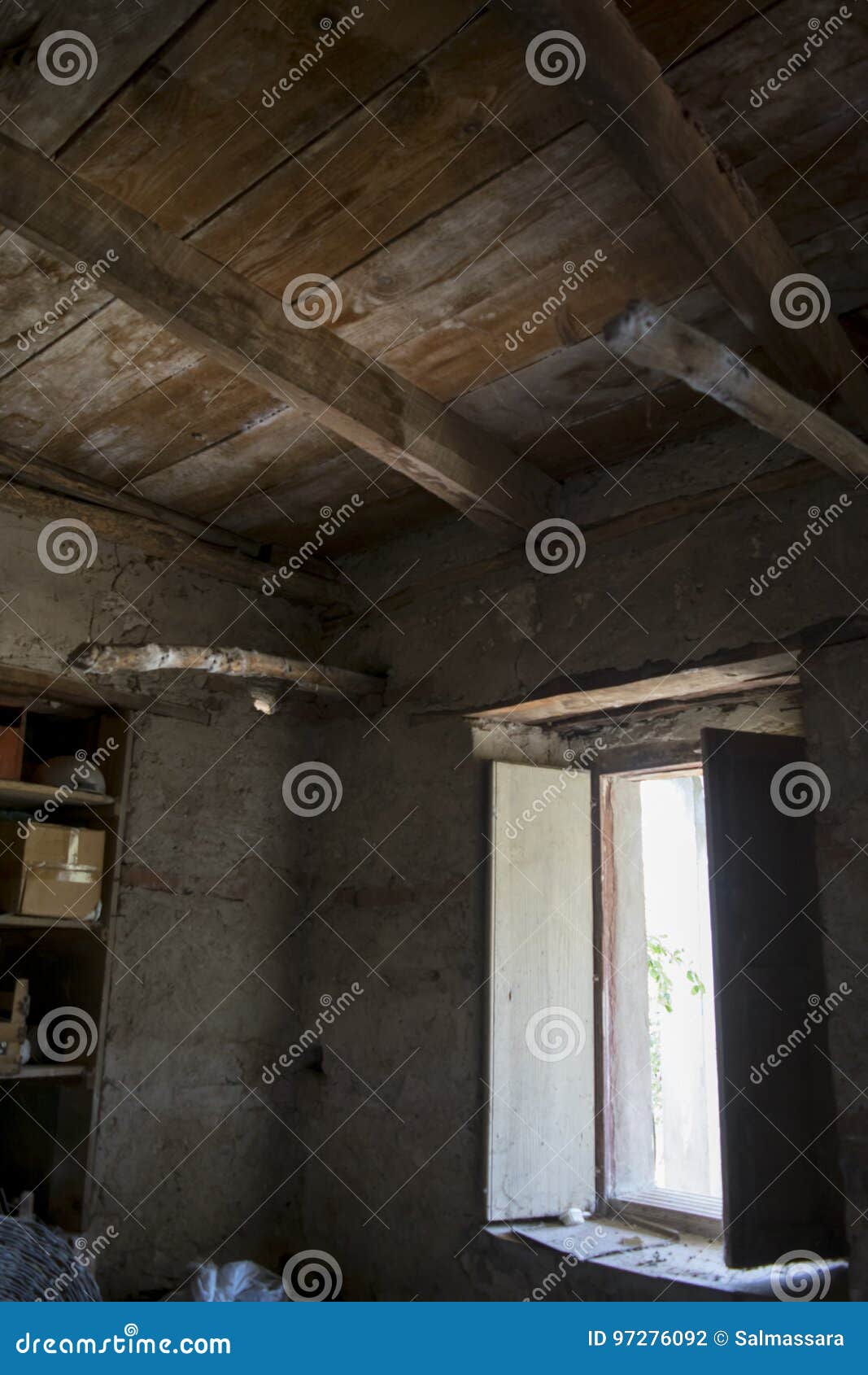 Window in a Room of an Old Hut Stock Photo - Image of bauble, wood ...