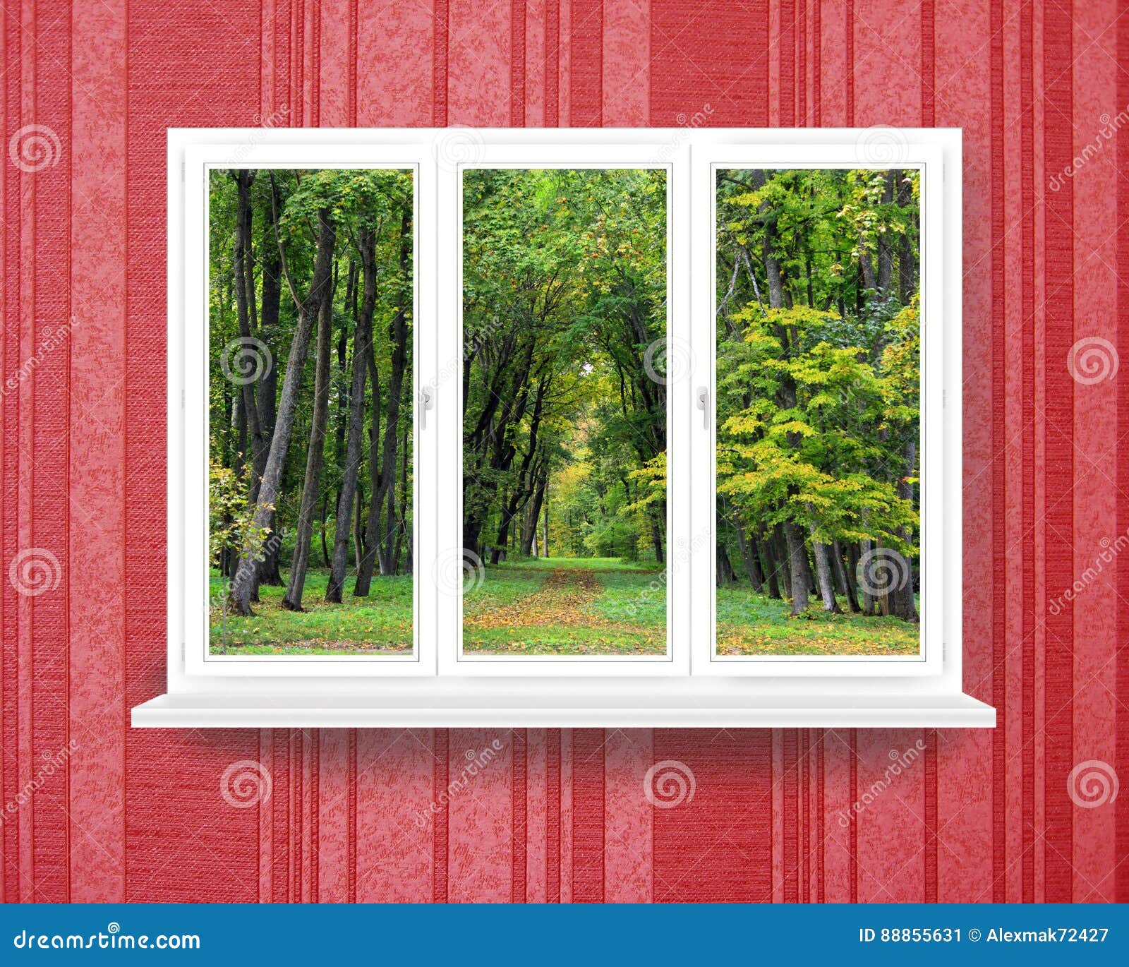 Window in the Room with View To the Forest Stock Image - Image of ...