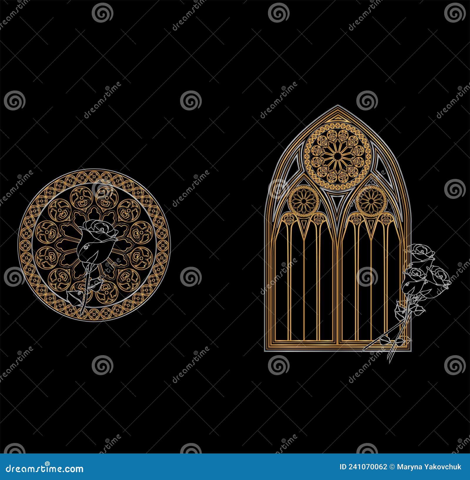 Window and rose gold stock vector. Illustration of rose - 241070062