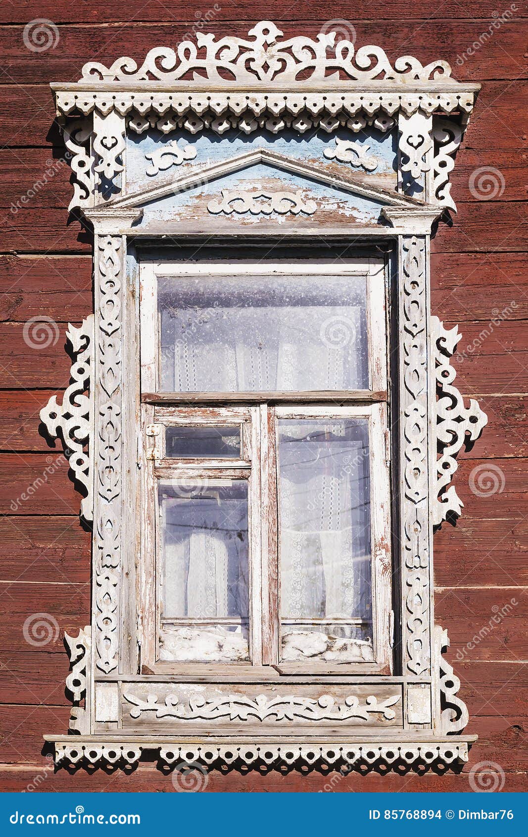 Window Russian House with Carved Architraves Stock Photo - Image of ...